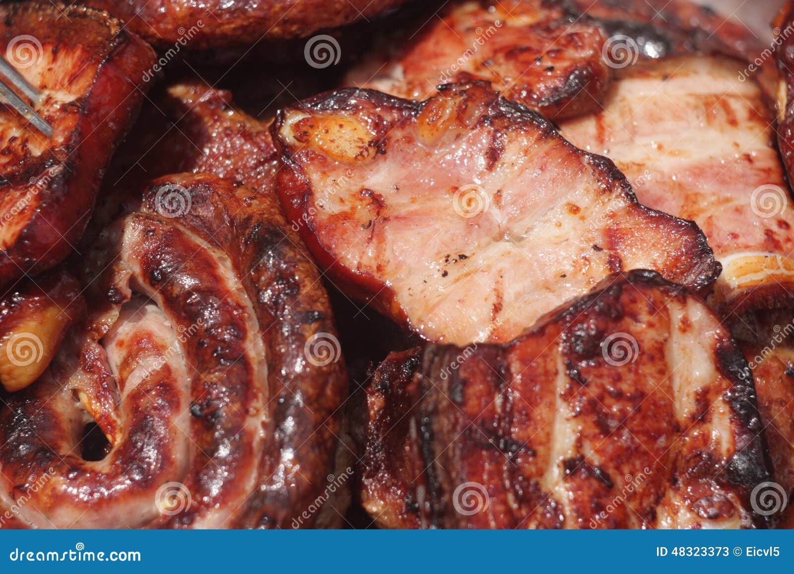 Barbecuing Meat on Charcoal Fire Closeup Image. Stock Image - Image of ...