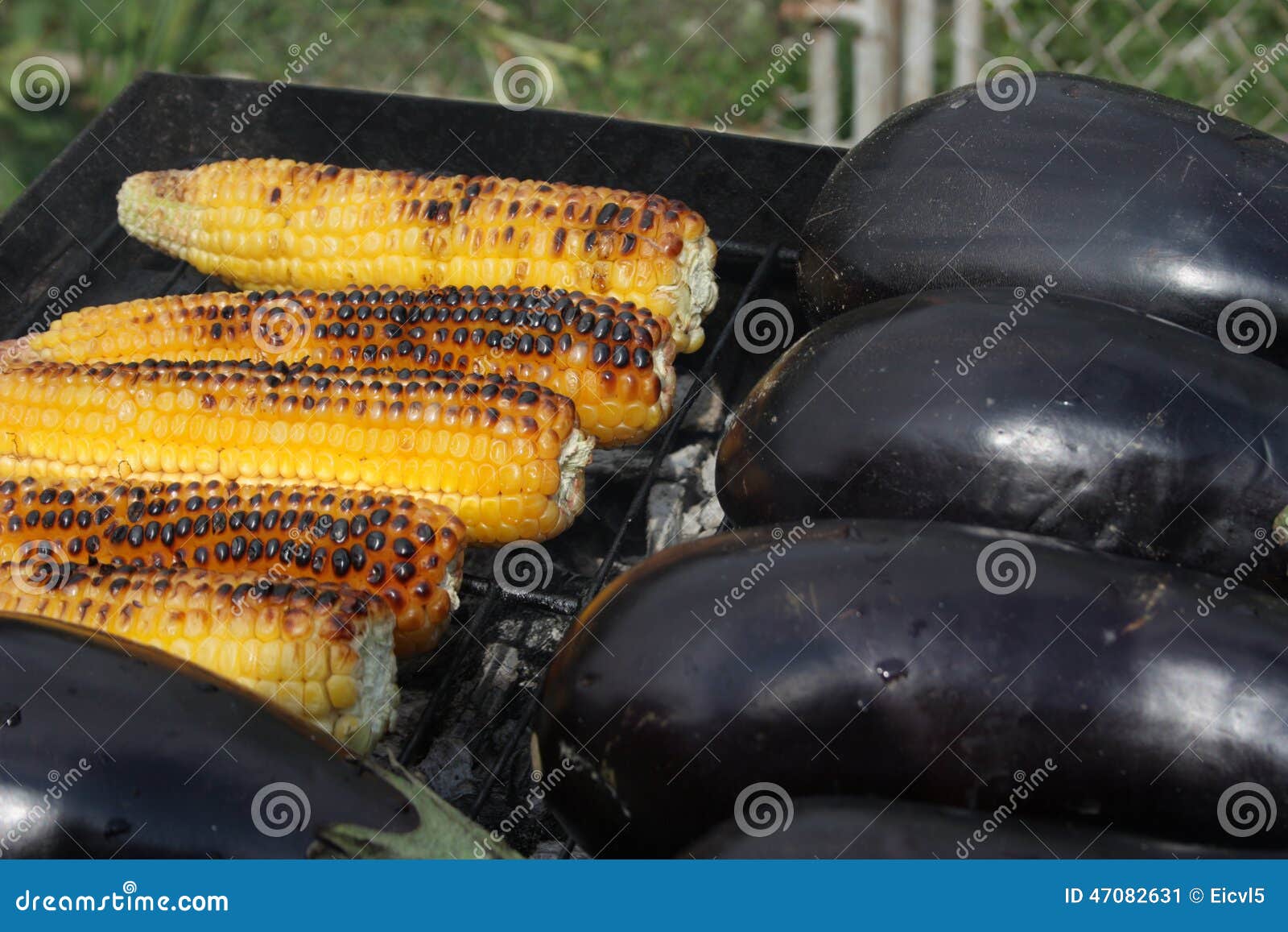 Barbecuing Vegetables on Charcoal Fire. Stock Image - Image of heat ...