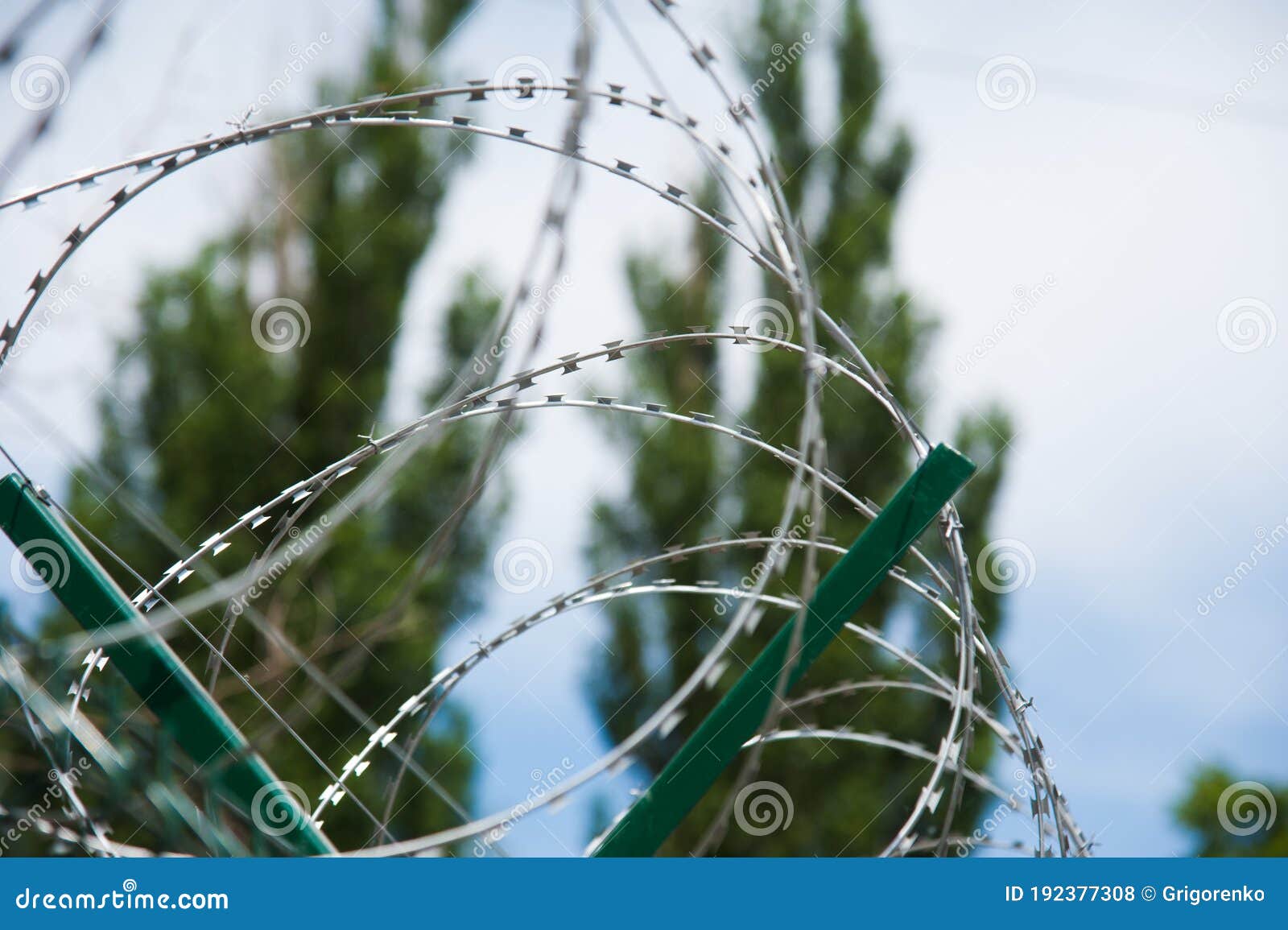 Barbed Fence Around Prison Walls Stock Photo - Image of guard, steel ...