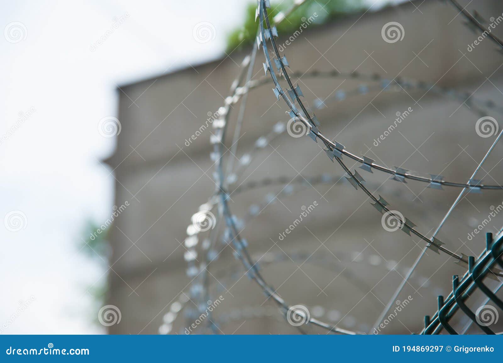 Barbed Fence Around Prison Walls Stock Image - Image of jail, security ...