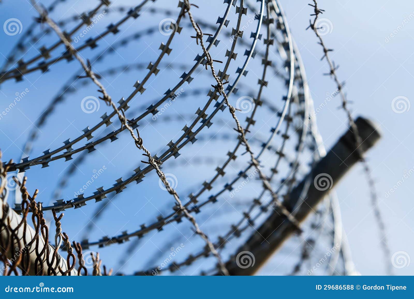 Barbed and Razor Wire Fence Stock Photo - Image of fence, perimeter ...