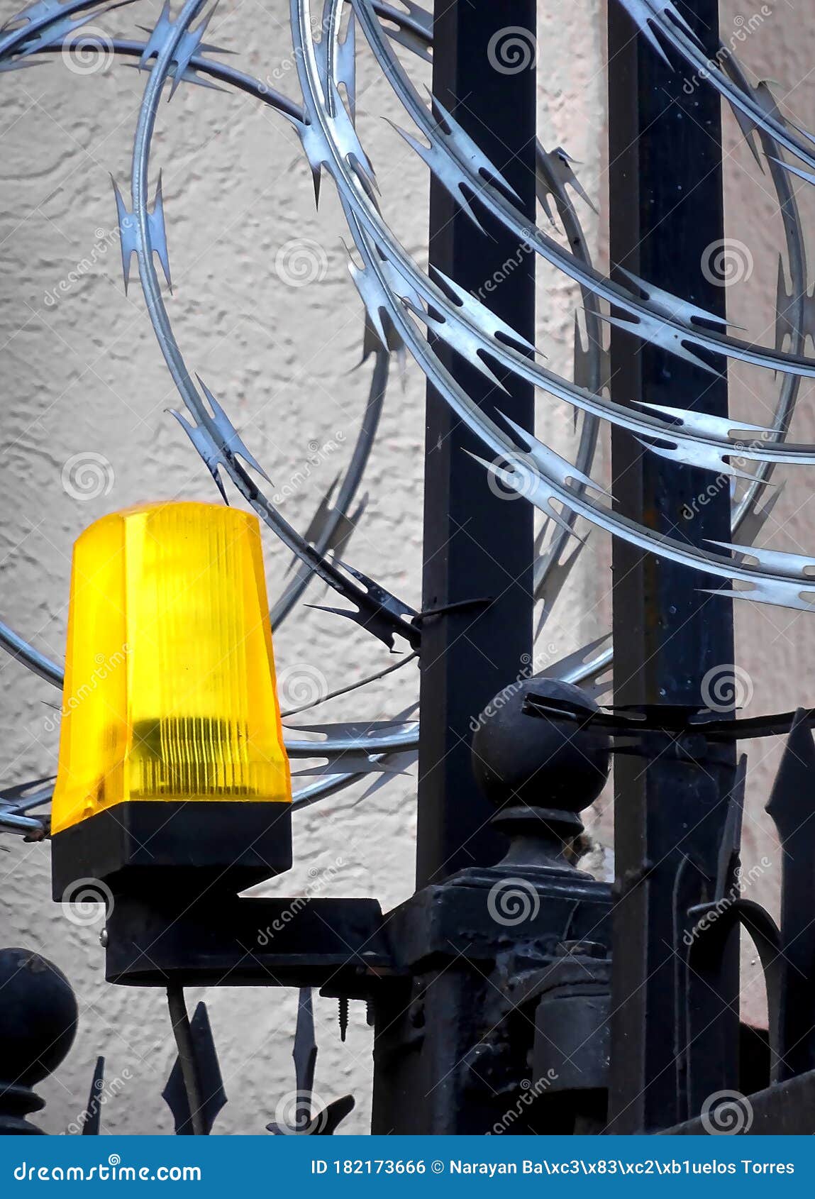 Barbed Wire and Alarm. Security System Stock Photo - Image of observe ...
