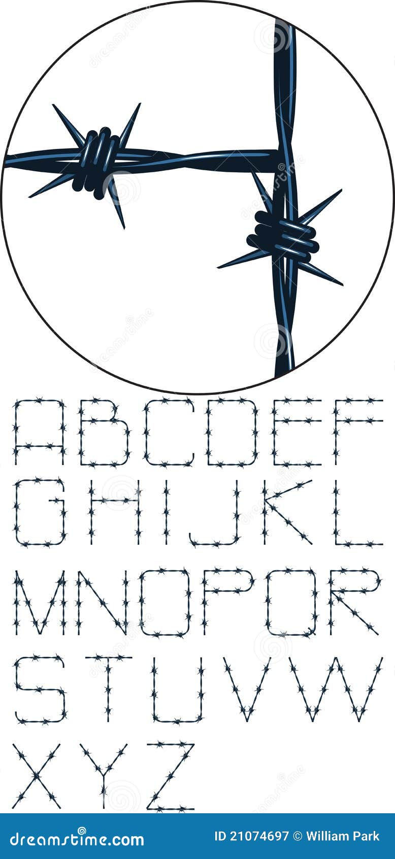 Barbed_wire_alphabet stock vector. Illustration of camp - 21074697