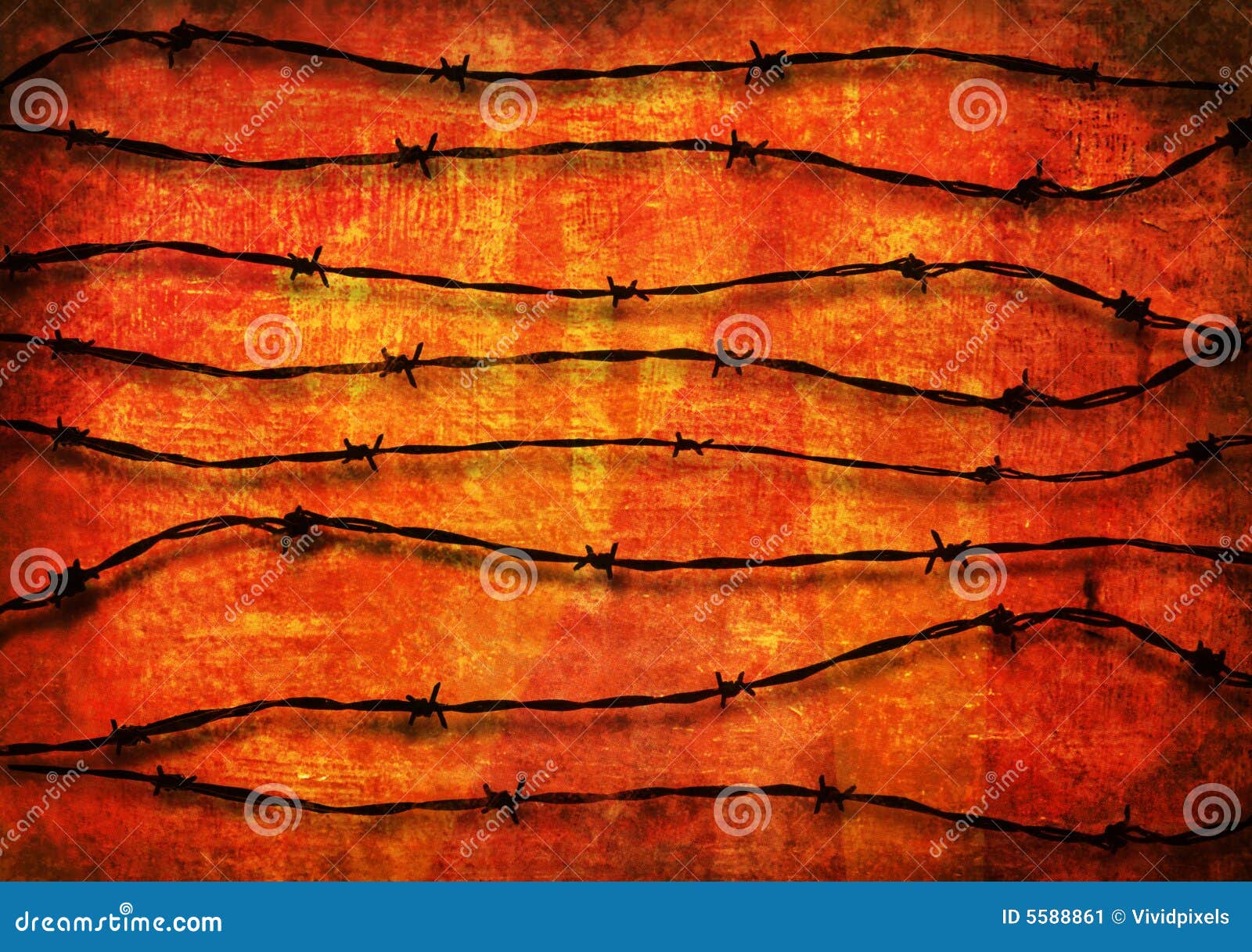 Barbed Wire Background Over Red Stock Image - Image of background ...