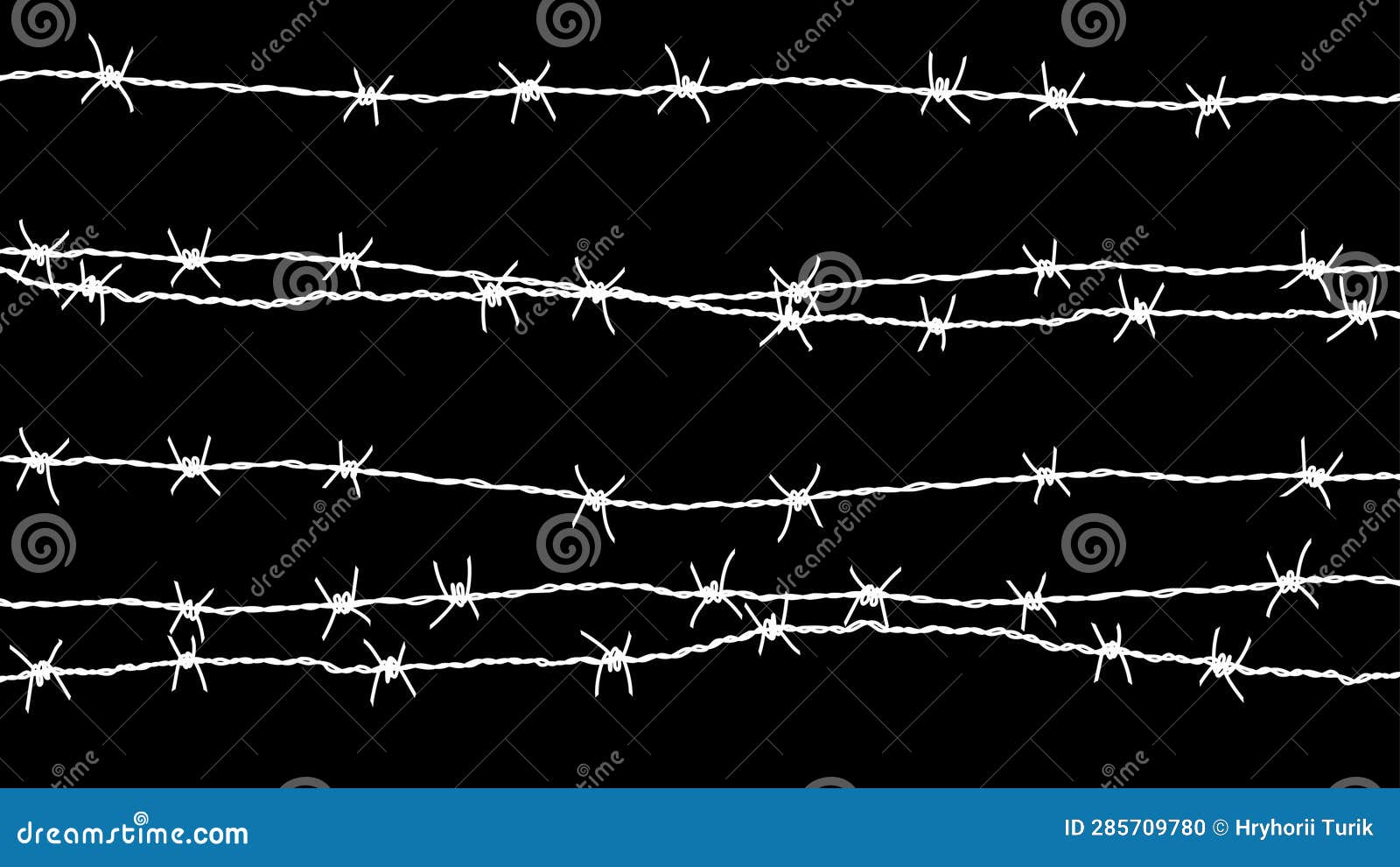 Barbed Wire Background. Vector Illustration Isolated on Black Stock ...