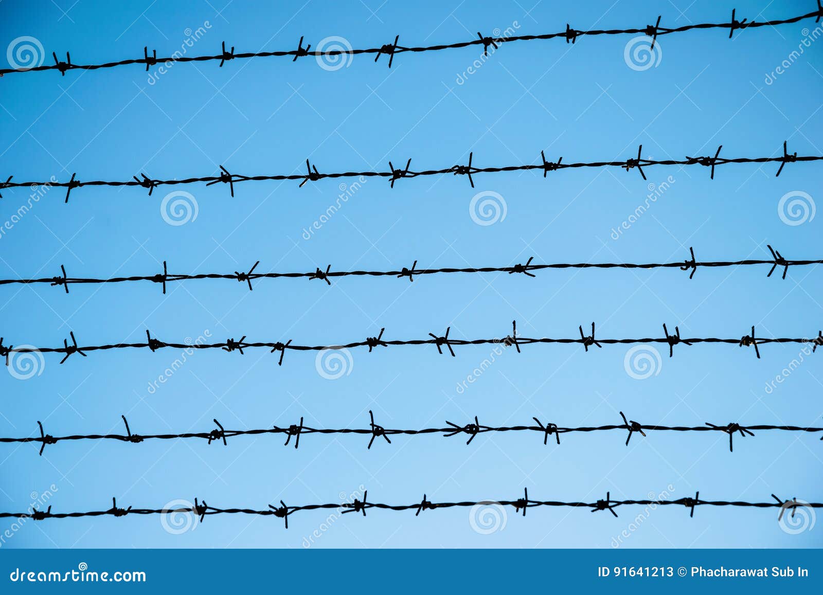 The Barbed Wire on Blue Sky Background Stock Image - Image of guard ...