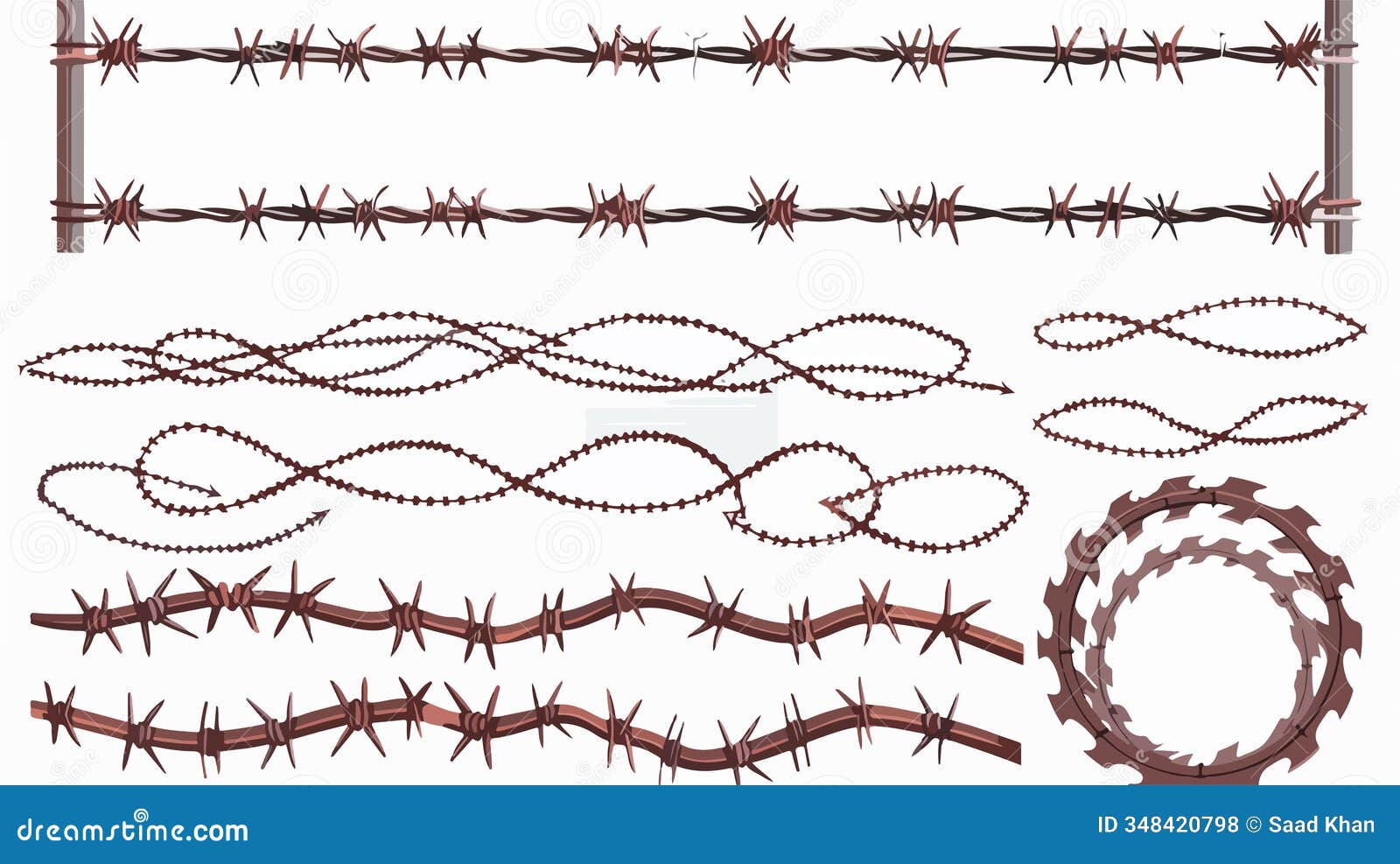 Barbed Wire Borders and Lines Graphic Design Element Stock Vector ...