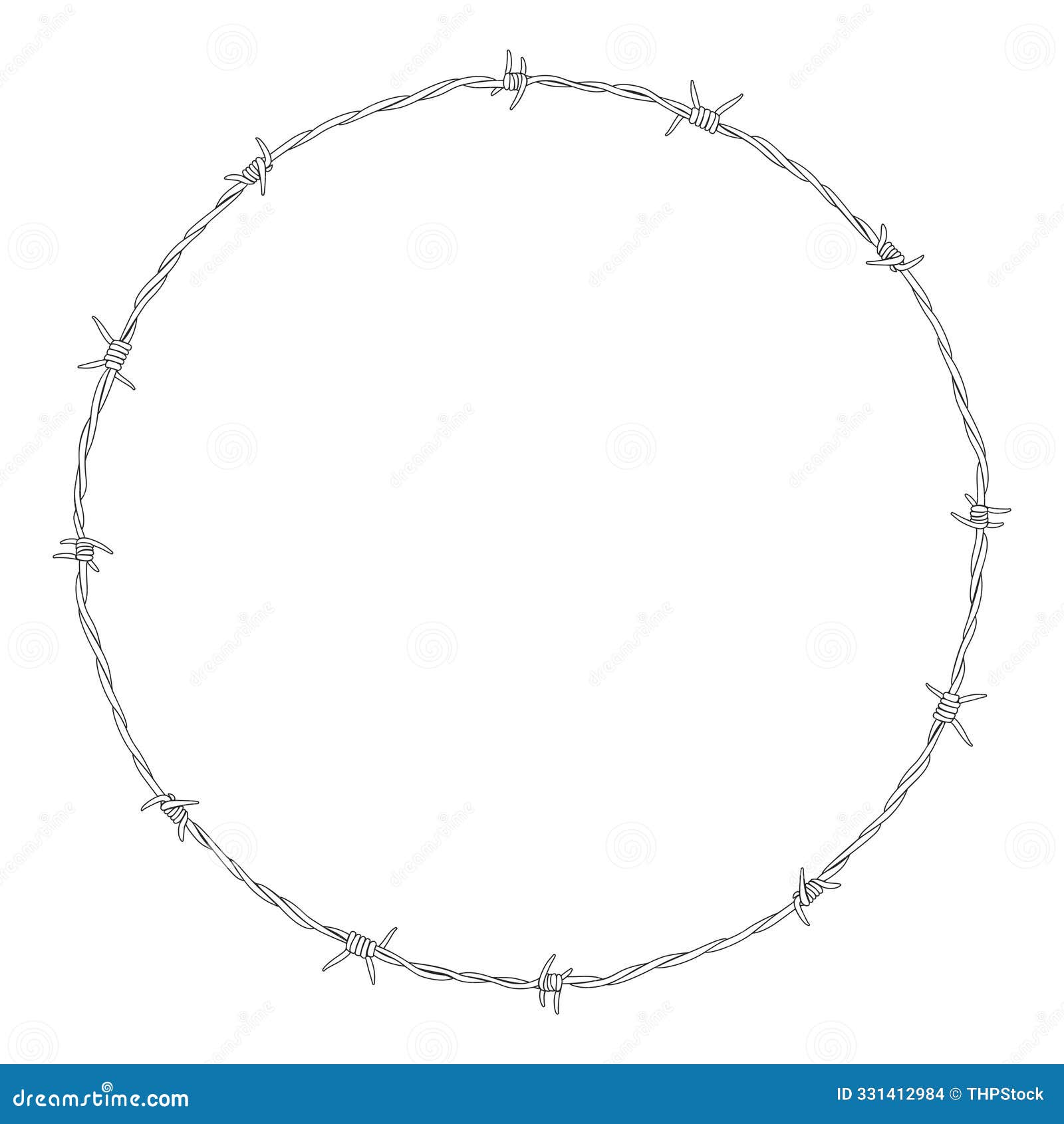 Barbed Wire Circle Frame Outline Vector Stock Vector - Illustration of ...