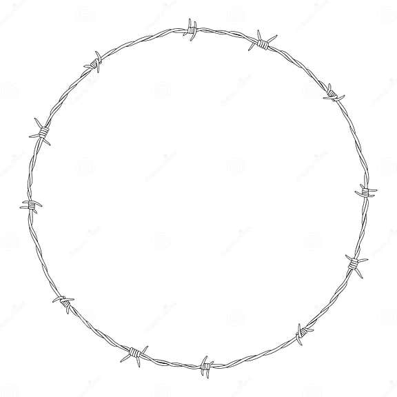 Barbed Wire Circle Frame Outline Vector Stock Vector - Illustration of ...