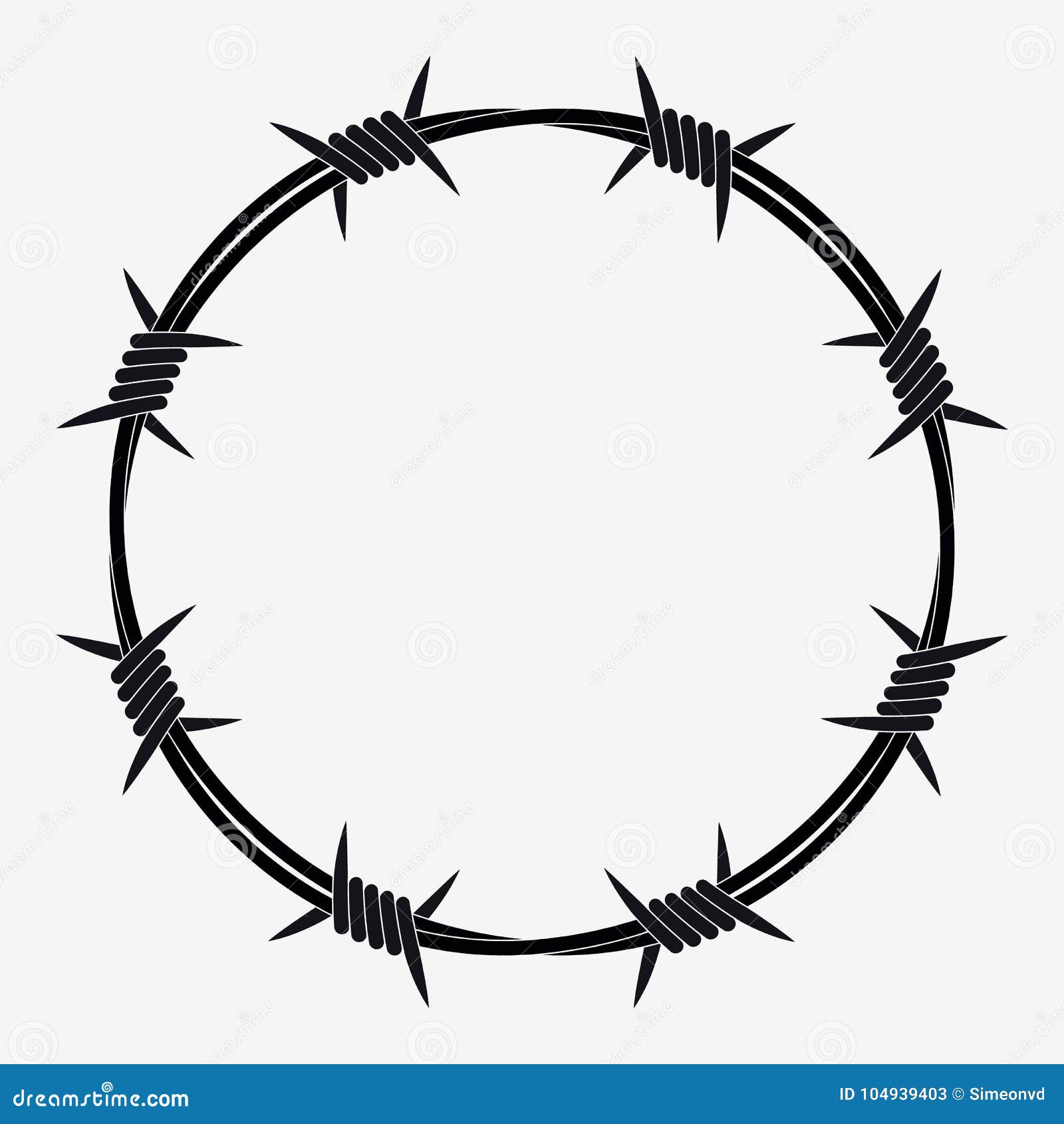 Barb Wire Circle Vector Fence Frame. Barbed Round Wire Ring Prison Logo ...