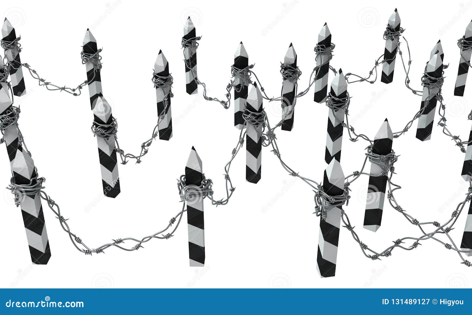 Barbed Wire Border Posts Zone Stock Illustration - Illustration of ...