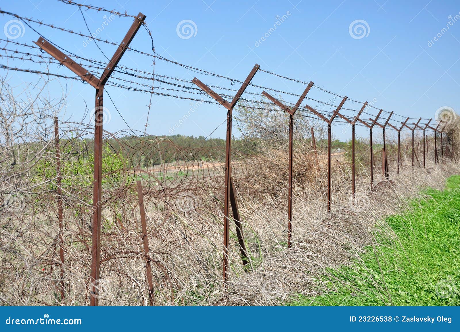 Barbed wire fence. stock photo. Image of barbed, prickle - 23226538