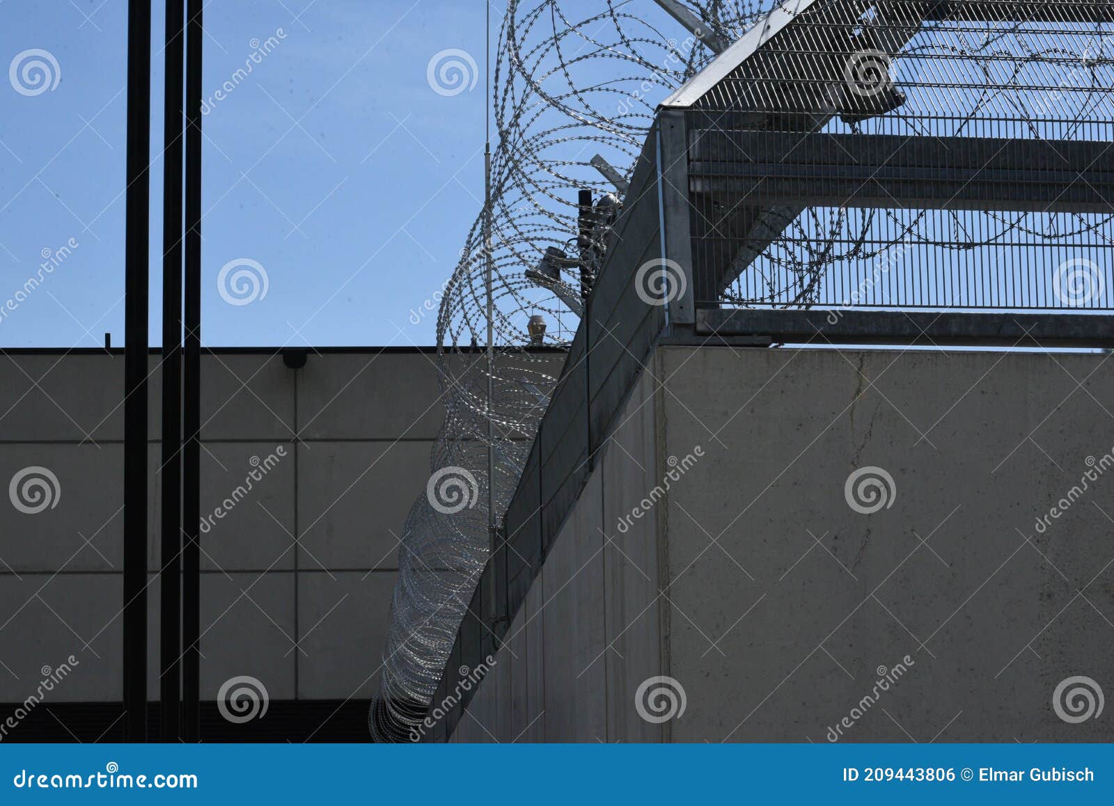 Barbed Wire Fence As Security Measurement in Prison Stock Photo - Image ...