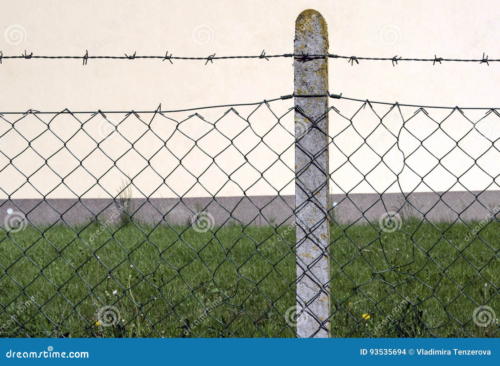 Barbed Wire Fence and Column Stock Photo - Image of cloud, farm: 93535694