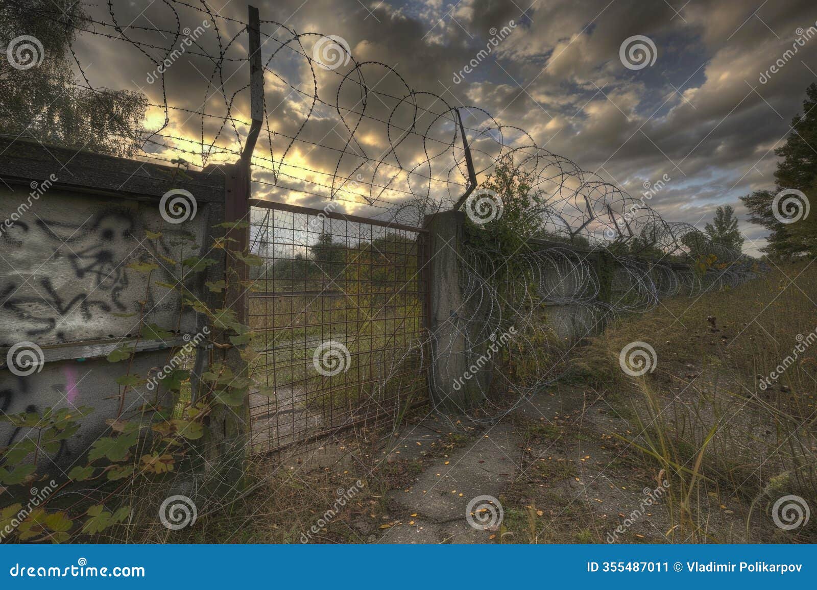 A Barbed Wire Fence Covered in Graffiti, a Statement of Urban Culture ...