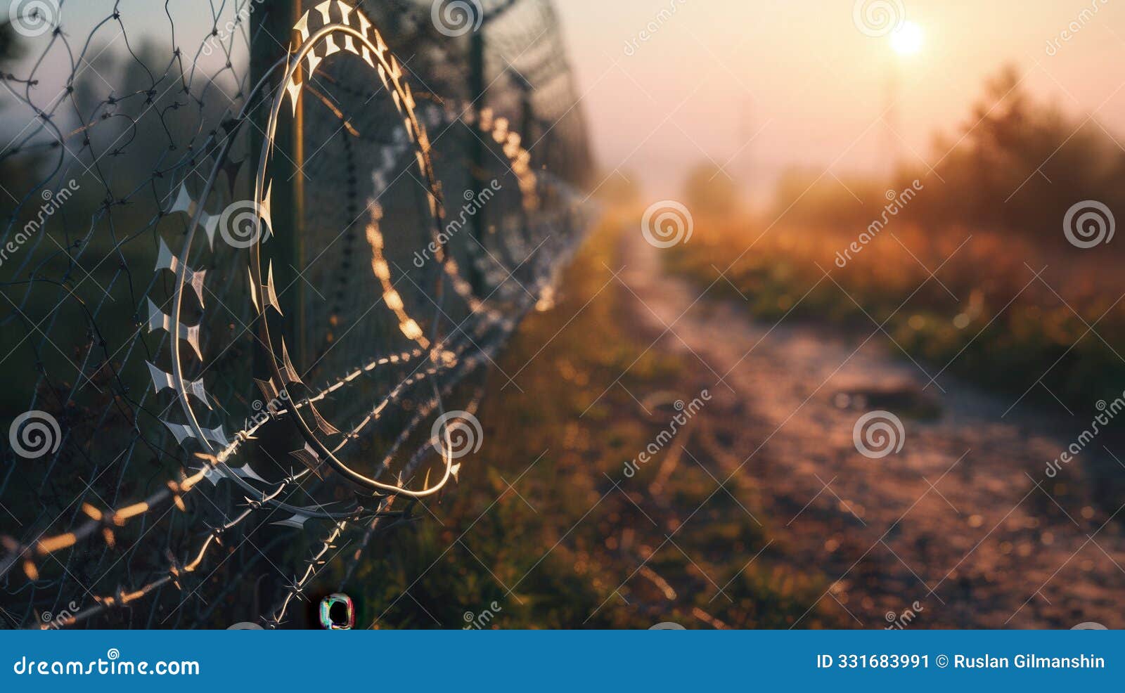 Barbed Wire Fence Delimiting the Border of Safe Area Stock Image ...