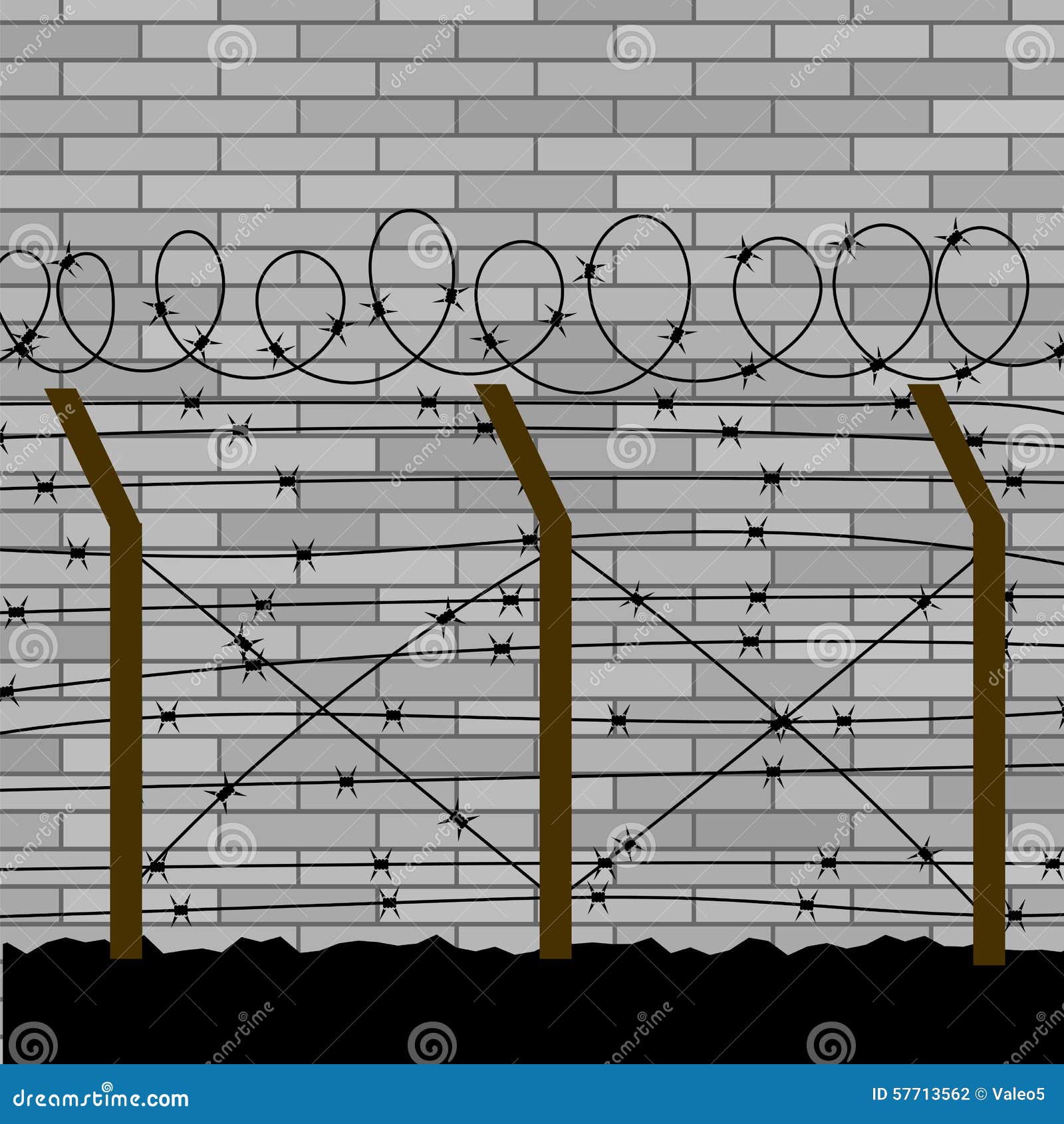 Barbed Wire Fence stock illustration. Illustration of guarded - 57713562
