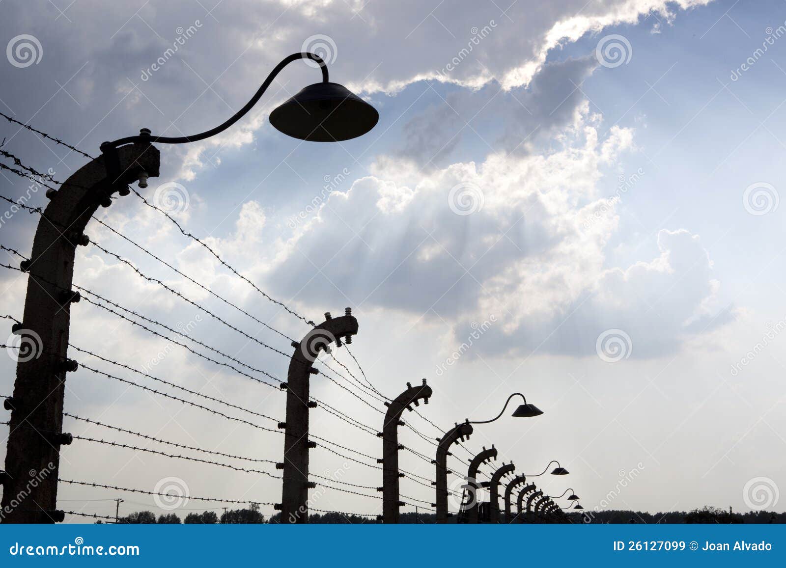 Barbed Wire Fence in Impressive Sky. Auschwitz Editorial Stock Image ...