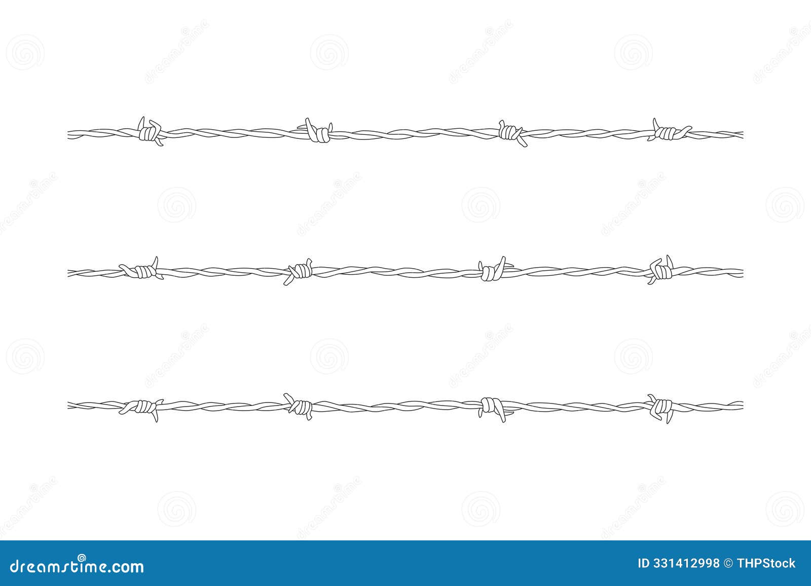 Barbed Wire Fence Outline Vector Stock Illustration - Illustration of ...