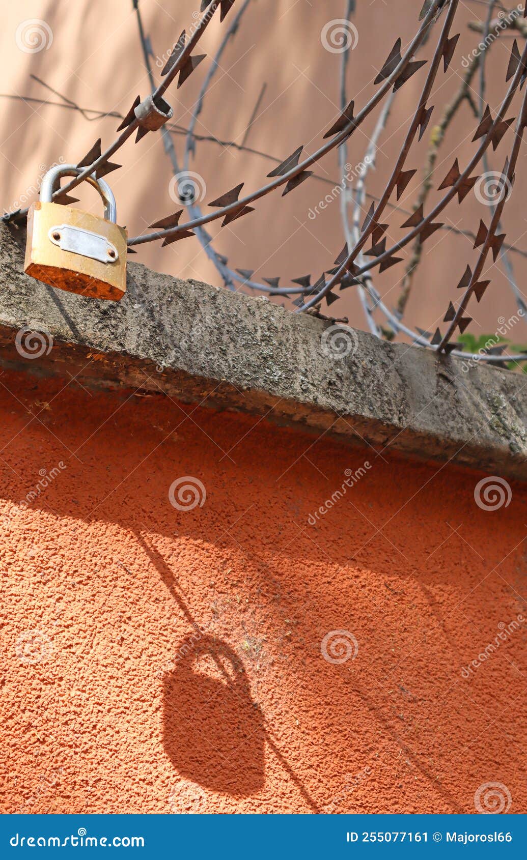 Barbed Wire Fence of the Prison Stock Image - Image of padlock, fence ...