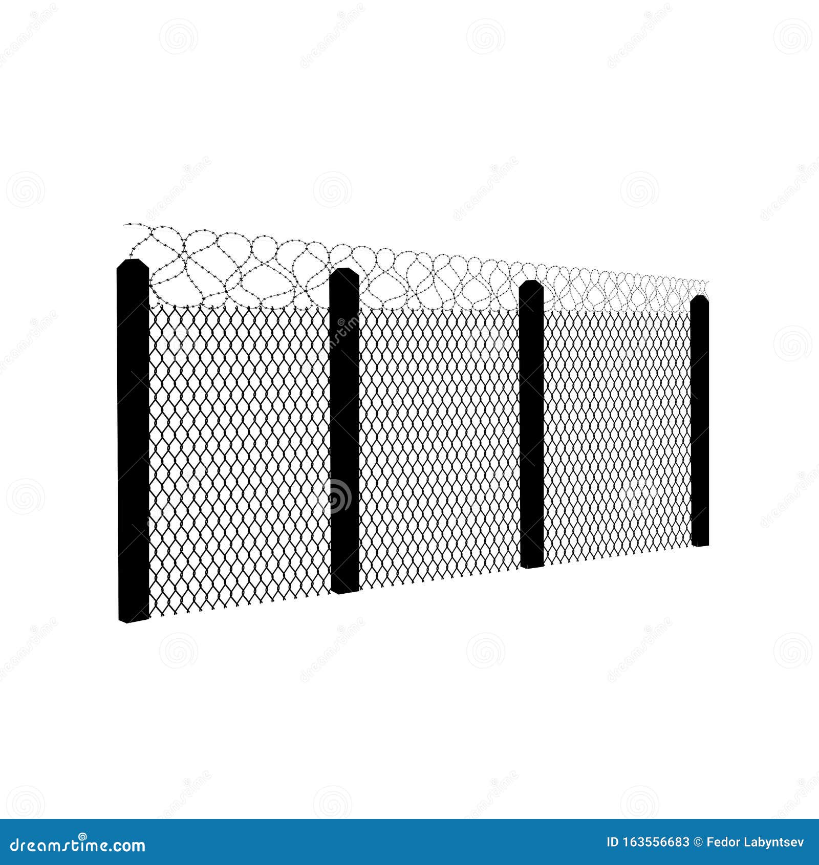 Barbed Wire Fence Vector Illustration Stock Vector - Illustration of ...