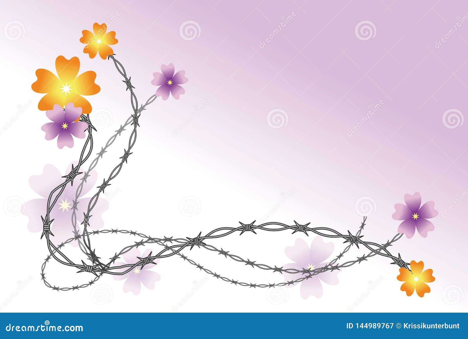 Barbed Wire and Flowers Tendril Stock Vector - Illustration of short ...