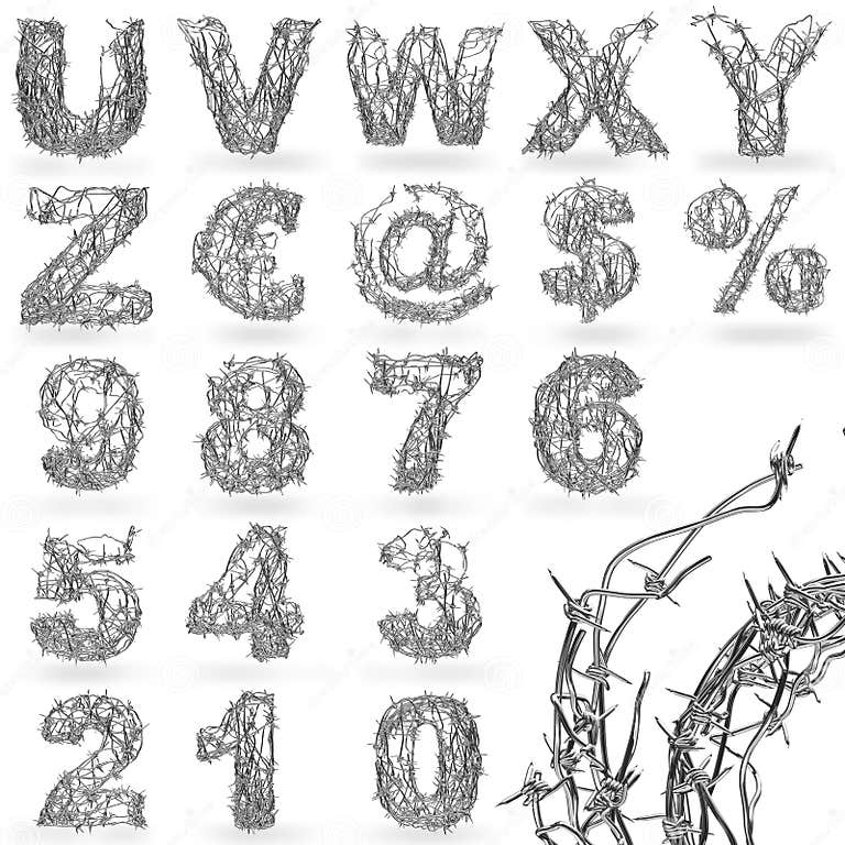 Barbed wire font stock illustration. Illustration of barbed - 7358039