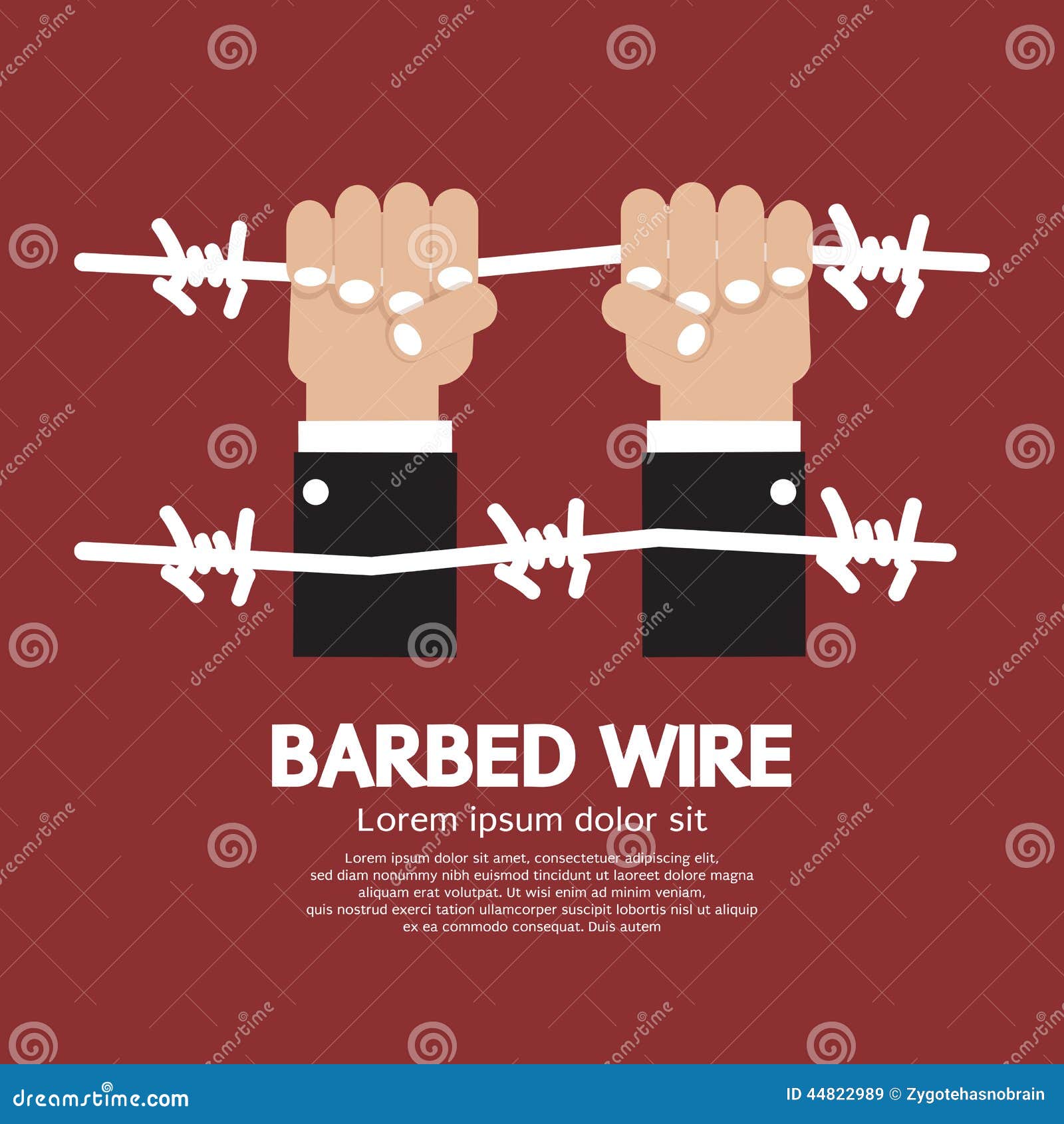 Barbed Wire with Hand stock vector. Illustration of iron - 44822989