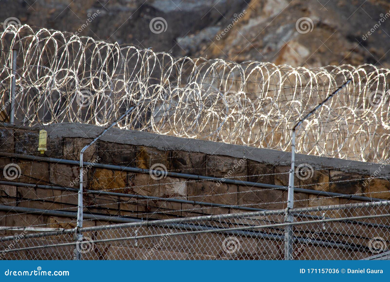Jail fence stock photo. Image of barbed, wall, jail - 171157036