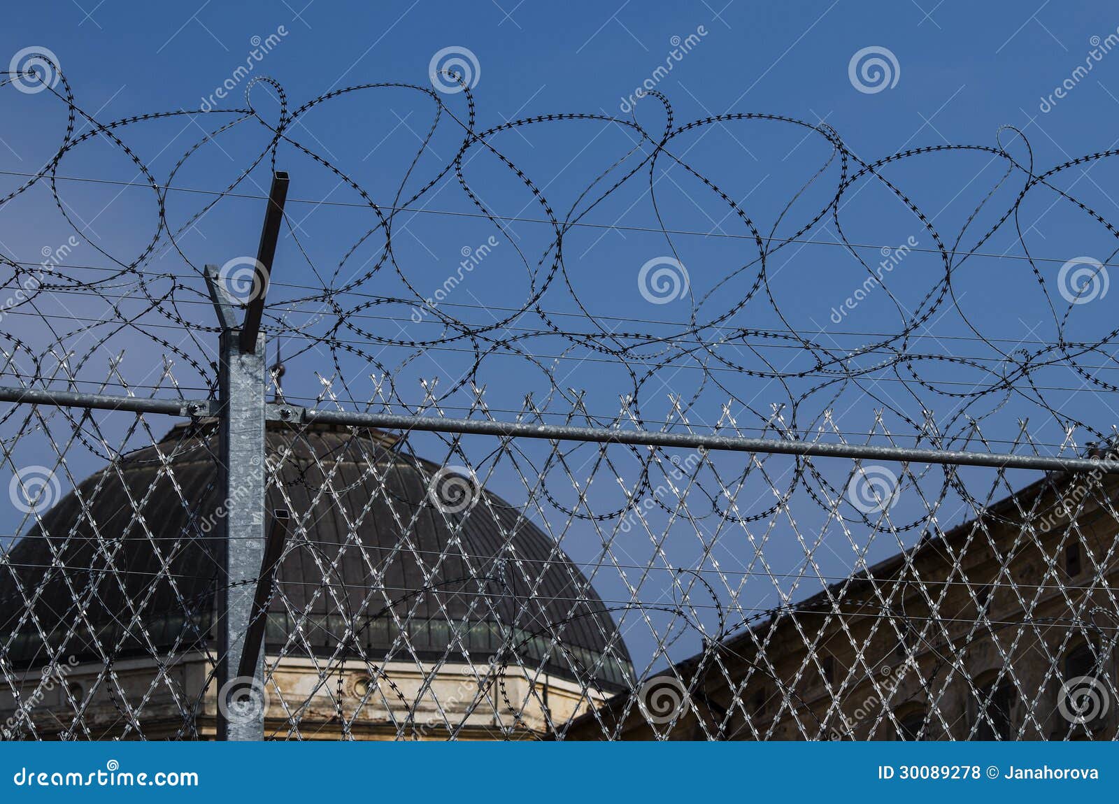 Prison stock photo. Image of spines, shiny, wire, sunny - 30089278