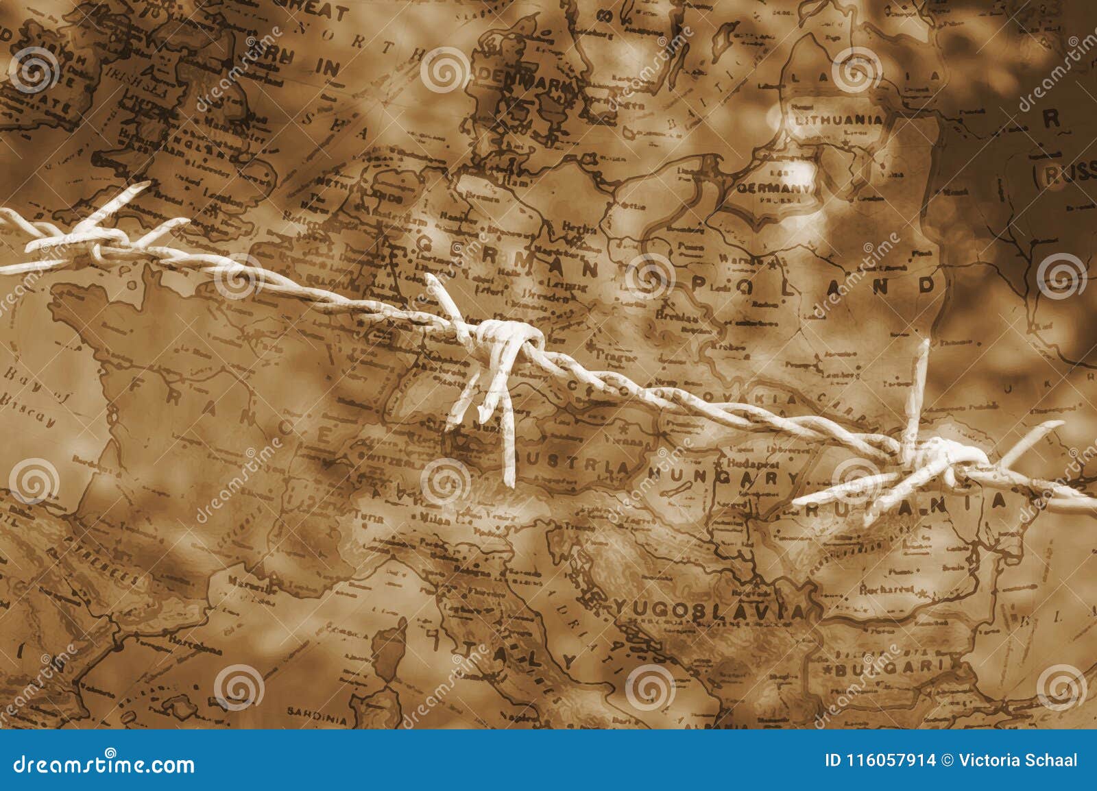 Barbed Wire Over Map of Europe Sepia Stock Photo - Image of world ...