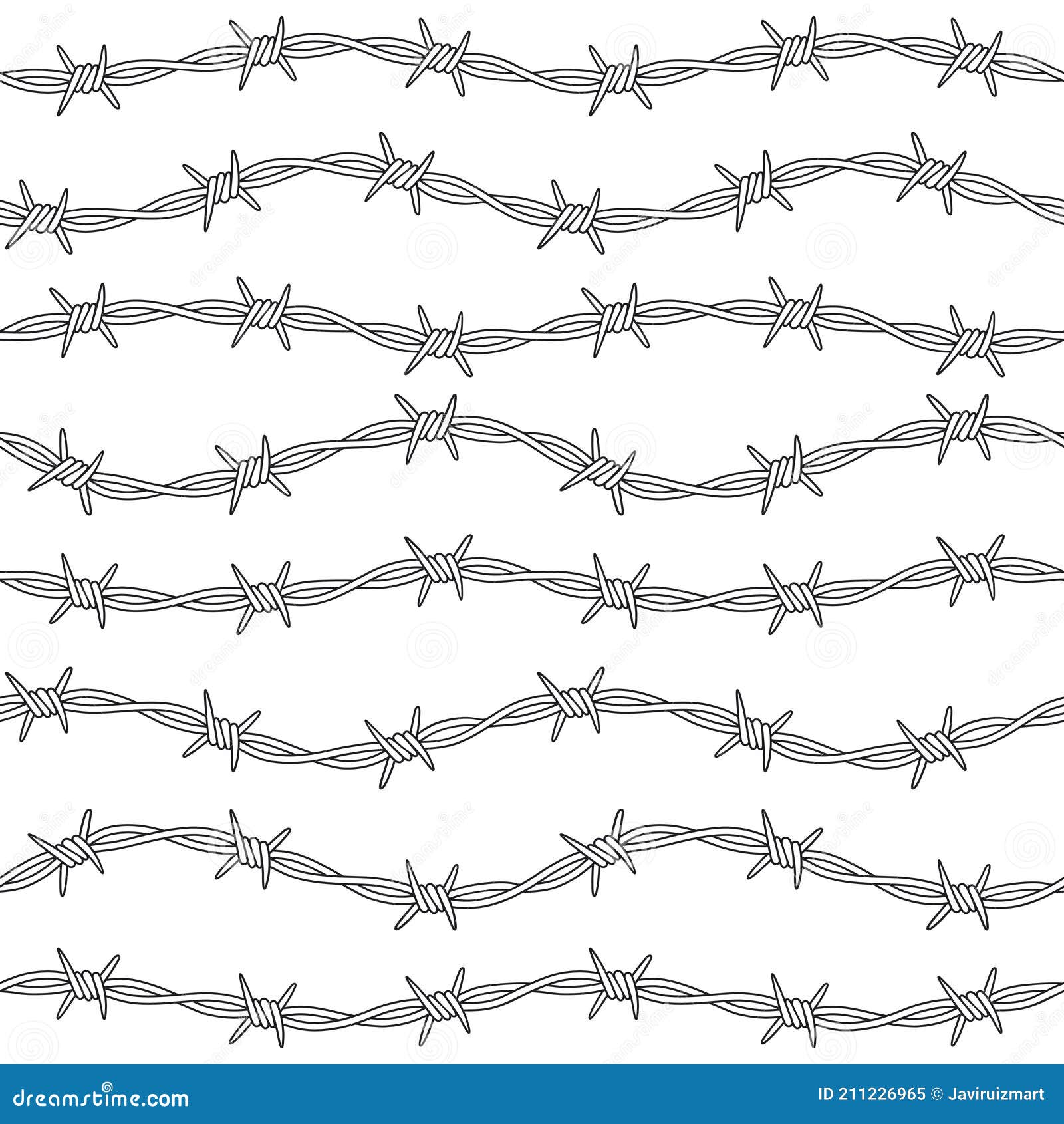 Barbed wire pattern, wavy stock vector. Illustration of barrier - 211226965