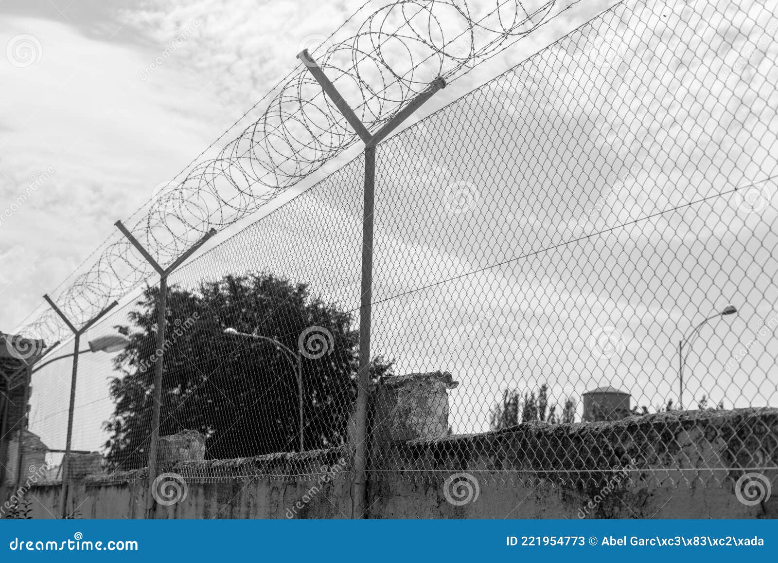Barbed wire in perspective stock image. Image of people - 221954773