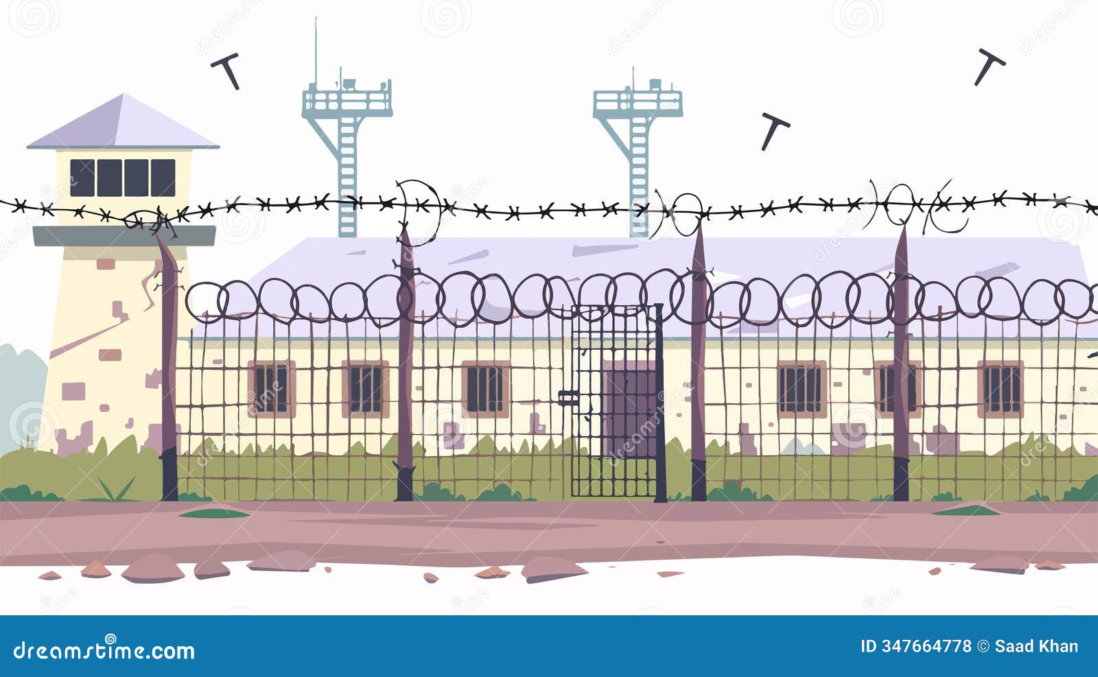 Barbed Wire Prison Break Concept: Correctional Facility Escape Stock ...