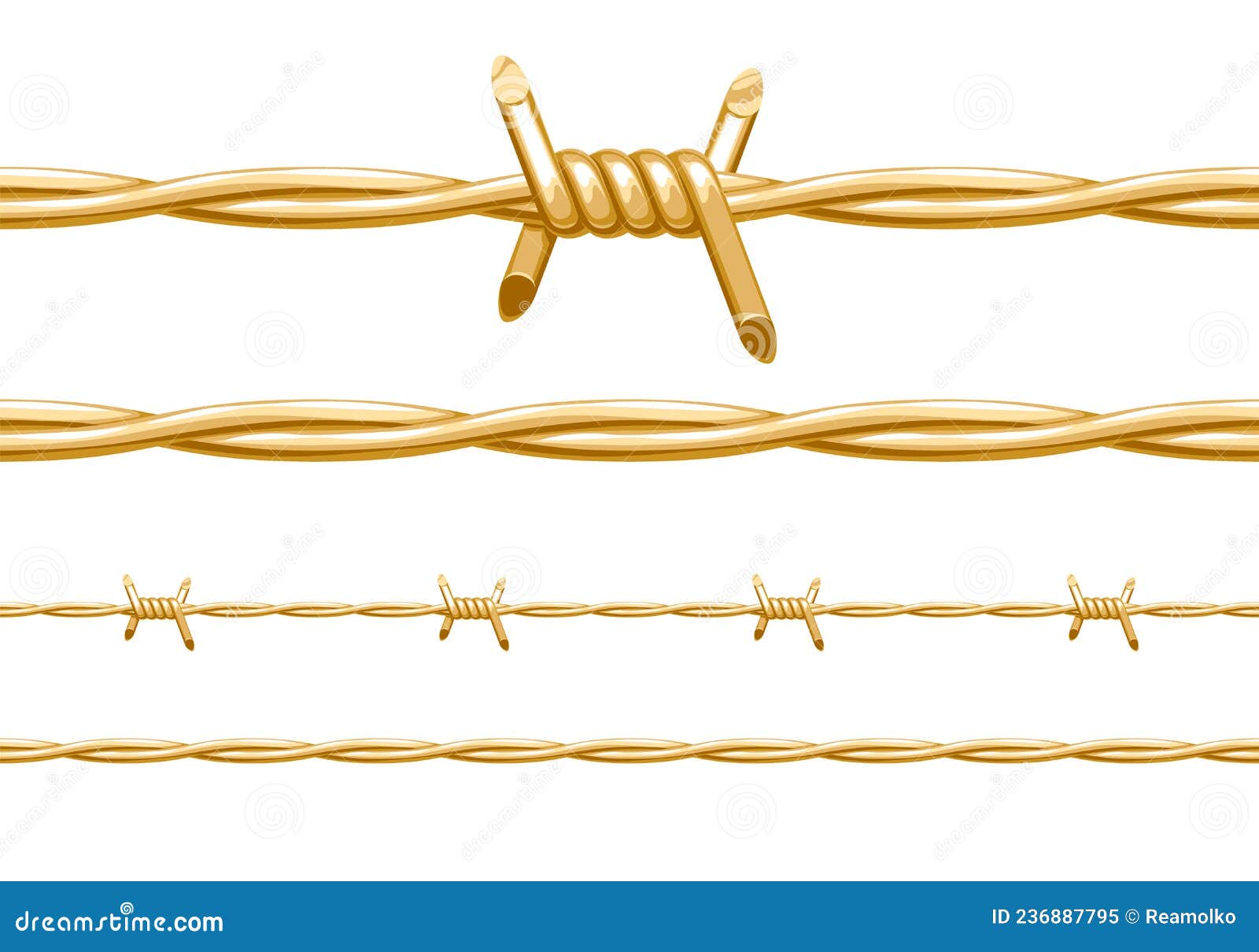 Barbed Wire Seamless Horizontal Borders Set. Vector Illustration. Stock ...