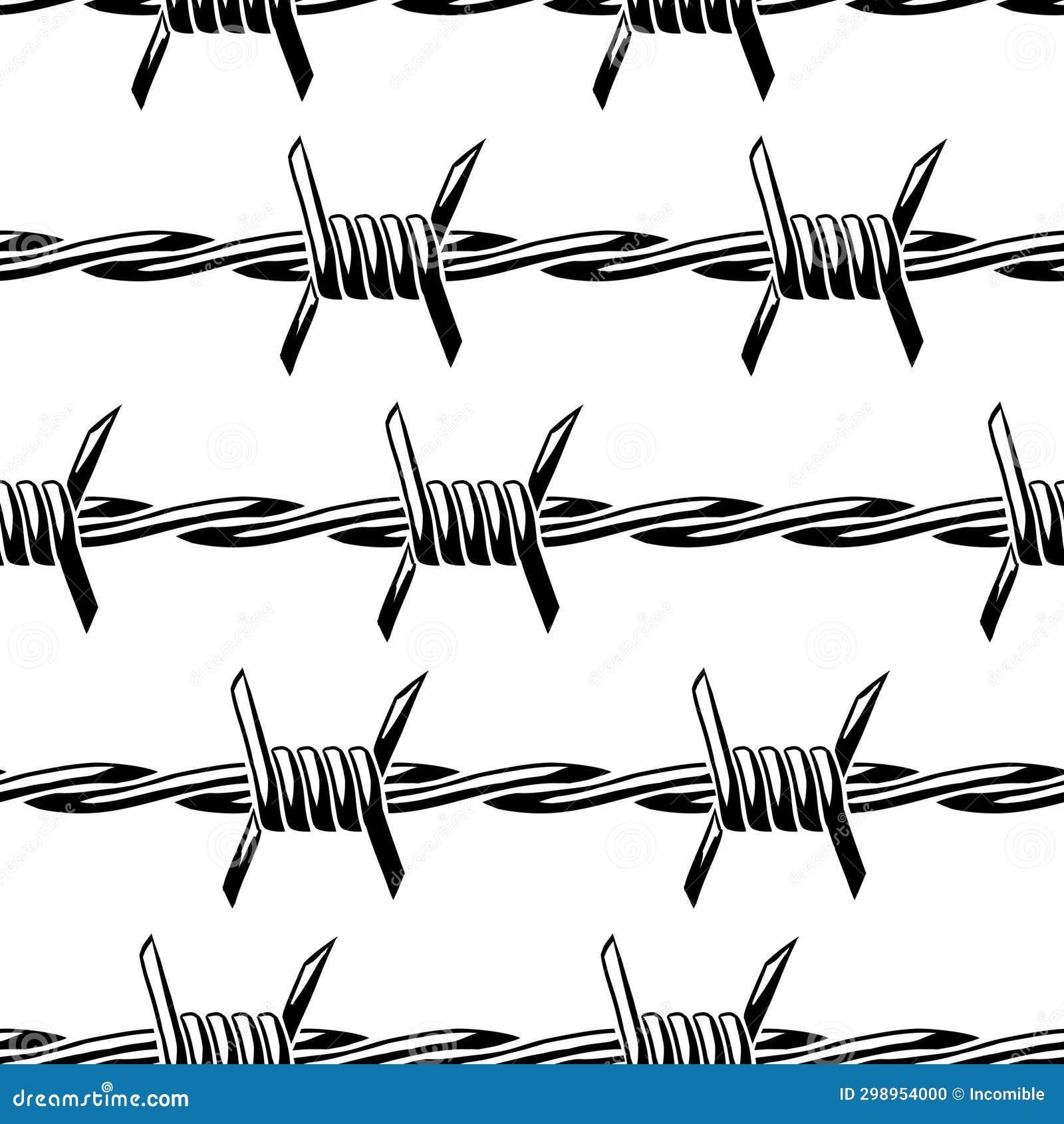 Barbed Wire Seamless Pattern. Sharp Barbwire Border Chain Stock ...
