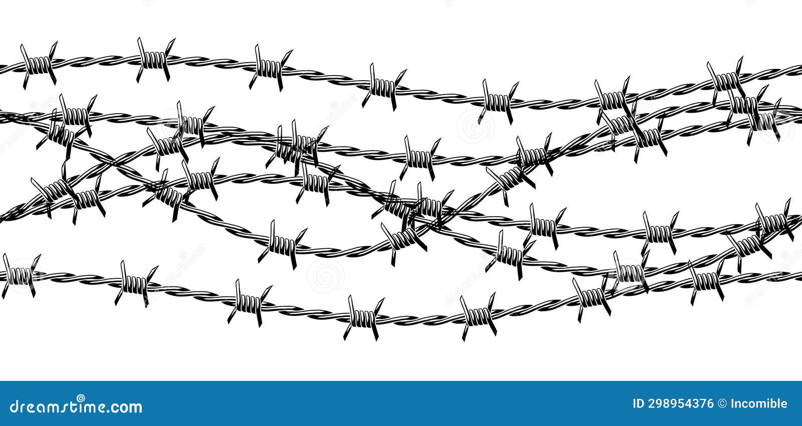 Barbed Wire Seamless Pattern. Sharp Barbwire Border Chain Stock Vector ...