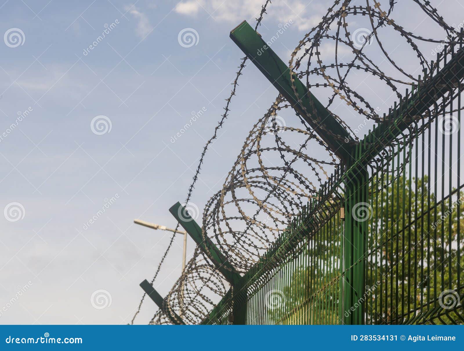 Barbed Wire Security Fence . Stock Image - Image of freedom, jail ...