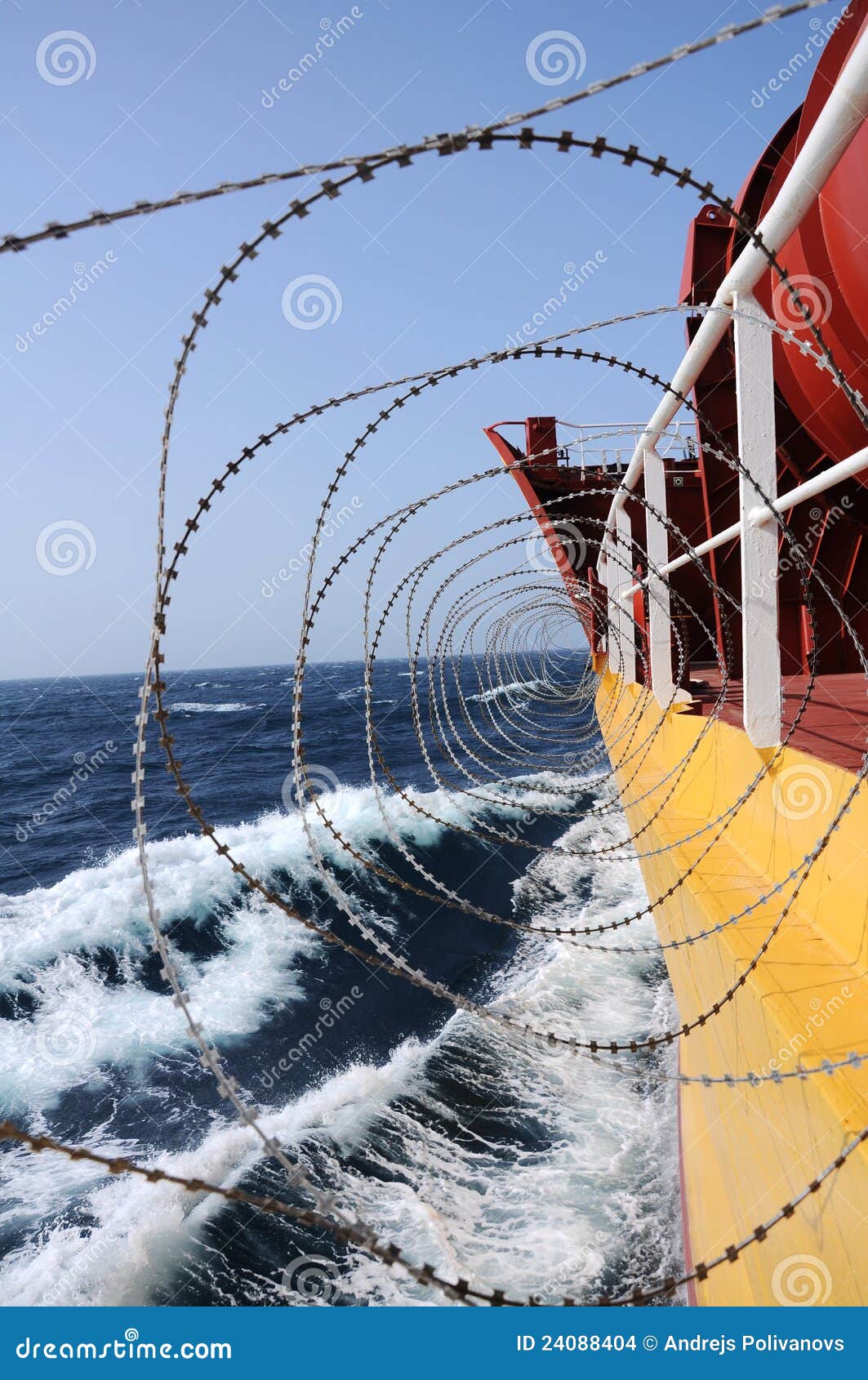 Barbed Wire On Side Of Ship Stock Photo - Image of industrial ...