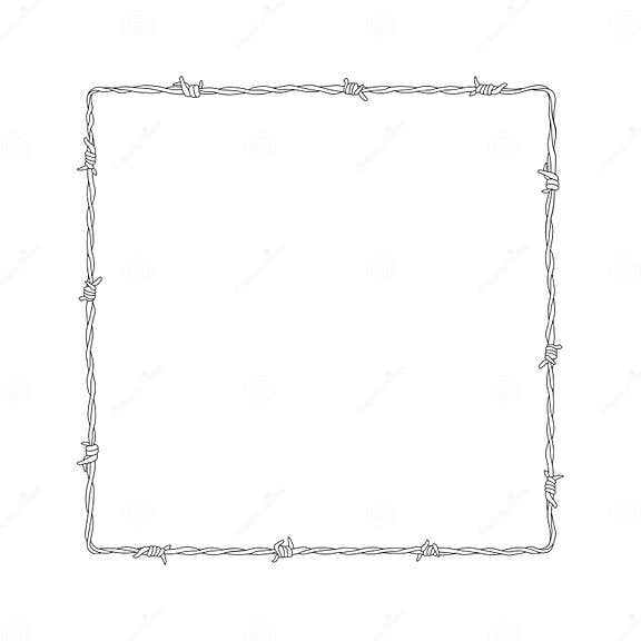 Barbed Wire Square Frame Outline Vector Stock Illustration ...