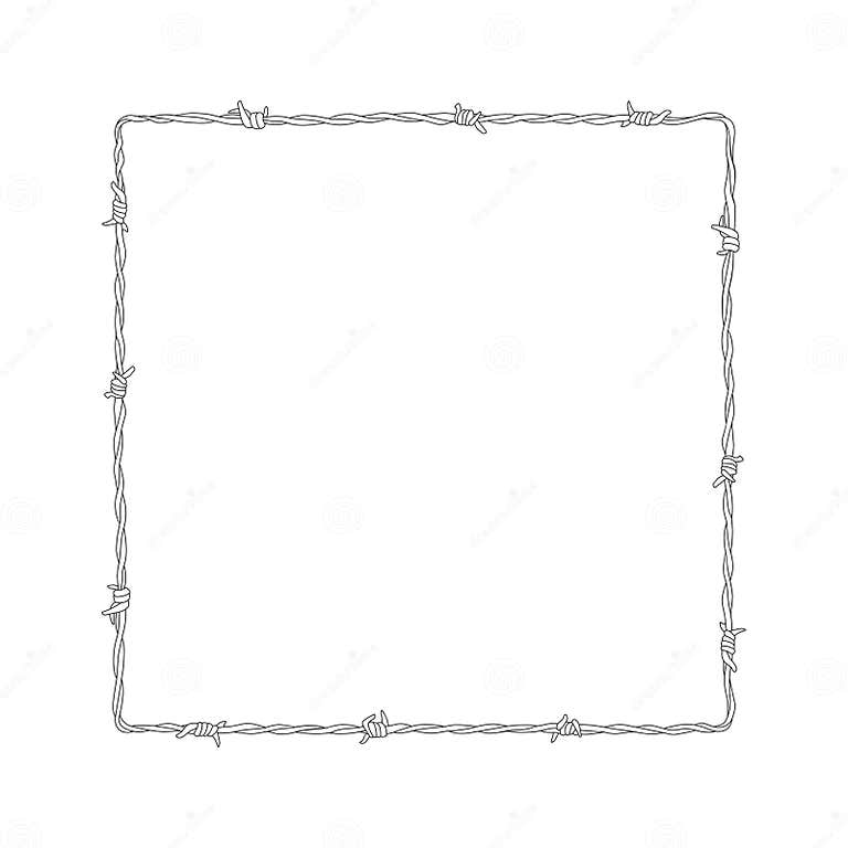 Barbed Wire Square Frame Outline Vector Stock Illustration ...