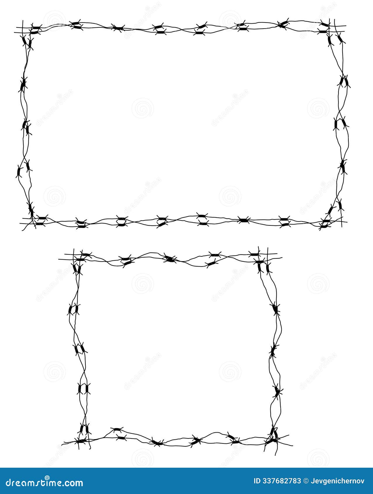 Barbed Wire Square Frames Isolated on White Stock Illustration ...