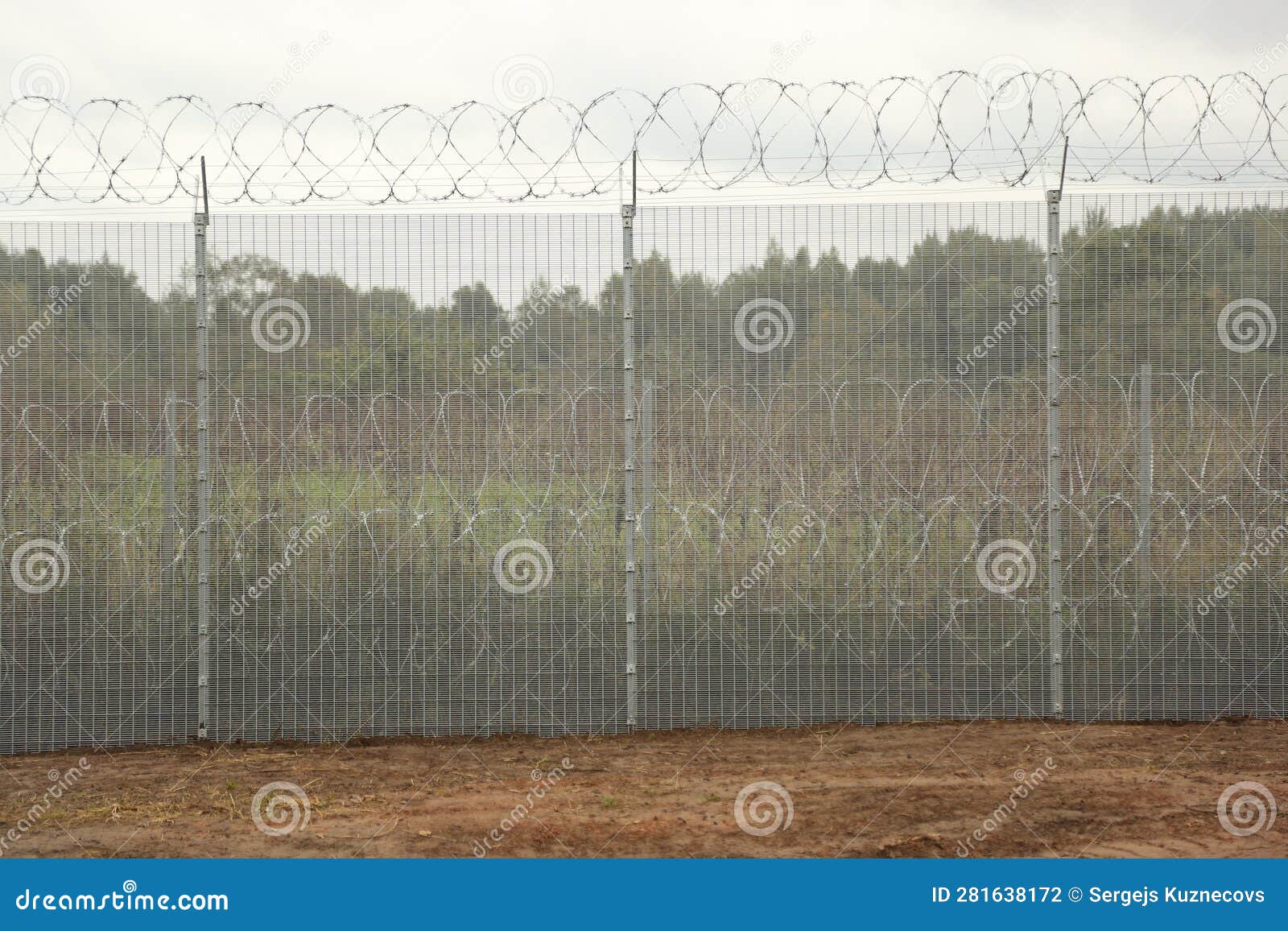 Barbed Wire Steel Wall Against the Immigrations in Europe Stock Photo ...