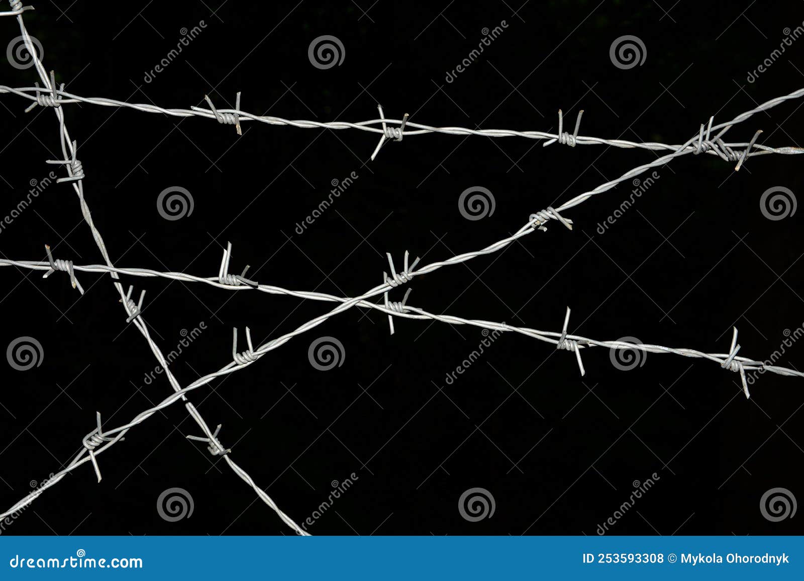 Barbed Wire Stretched on a Fence for Security Stock Photo - Image of ...