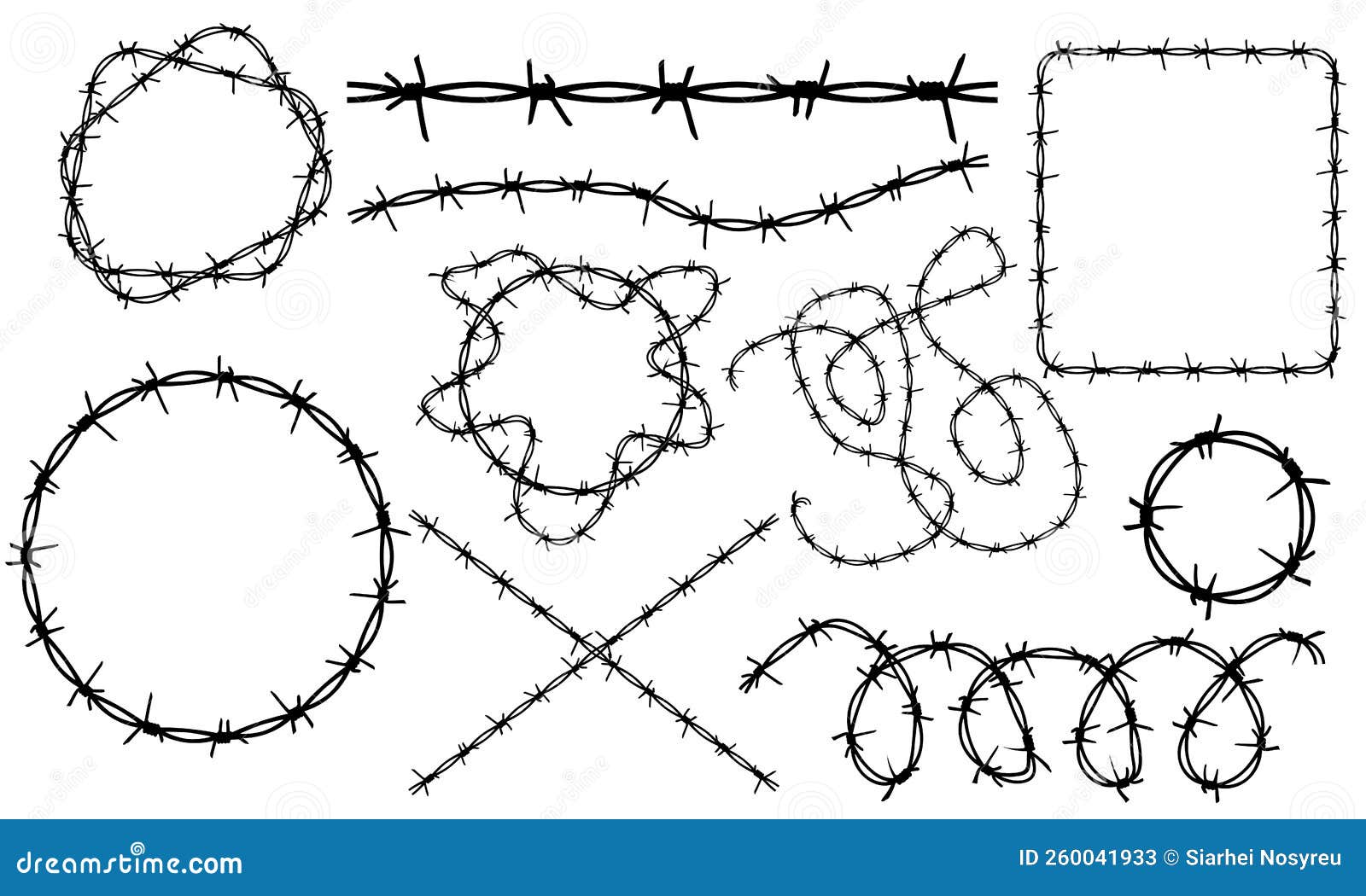 Barbed Wire. Template of Brush, Set of Design Elements, Frames Stock ...