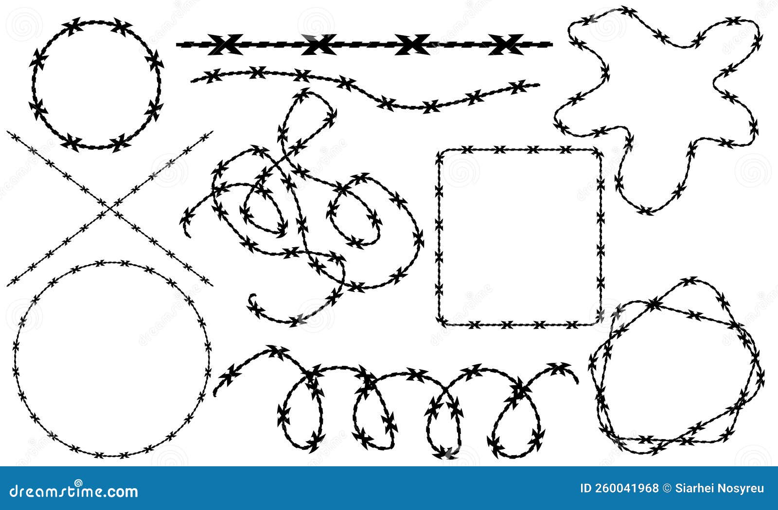 Barbed Wire. Template of Brush, Set of Design Elements, Frames Stock ...