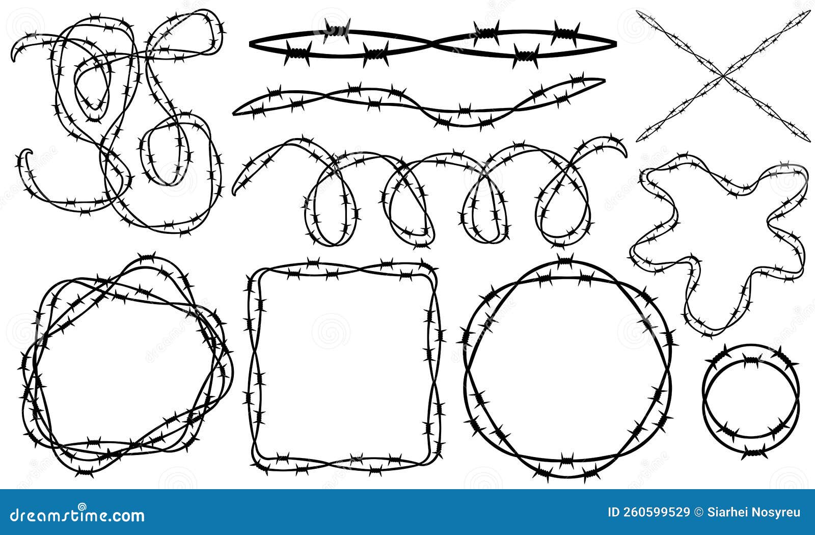 Barbed Wire. Template of Brush, Set of Design Elements, Frames Stock ...