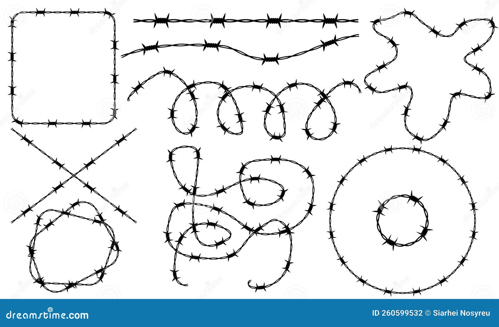 Barbed Wire. Template of Brush, Set of Design Elements, Frames Stock ...