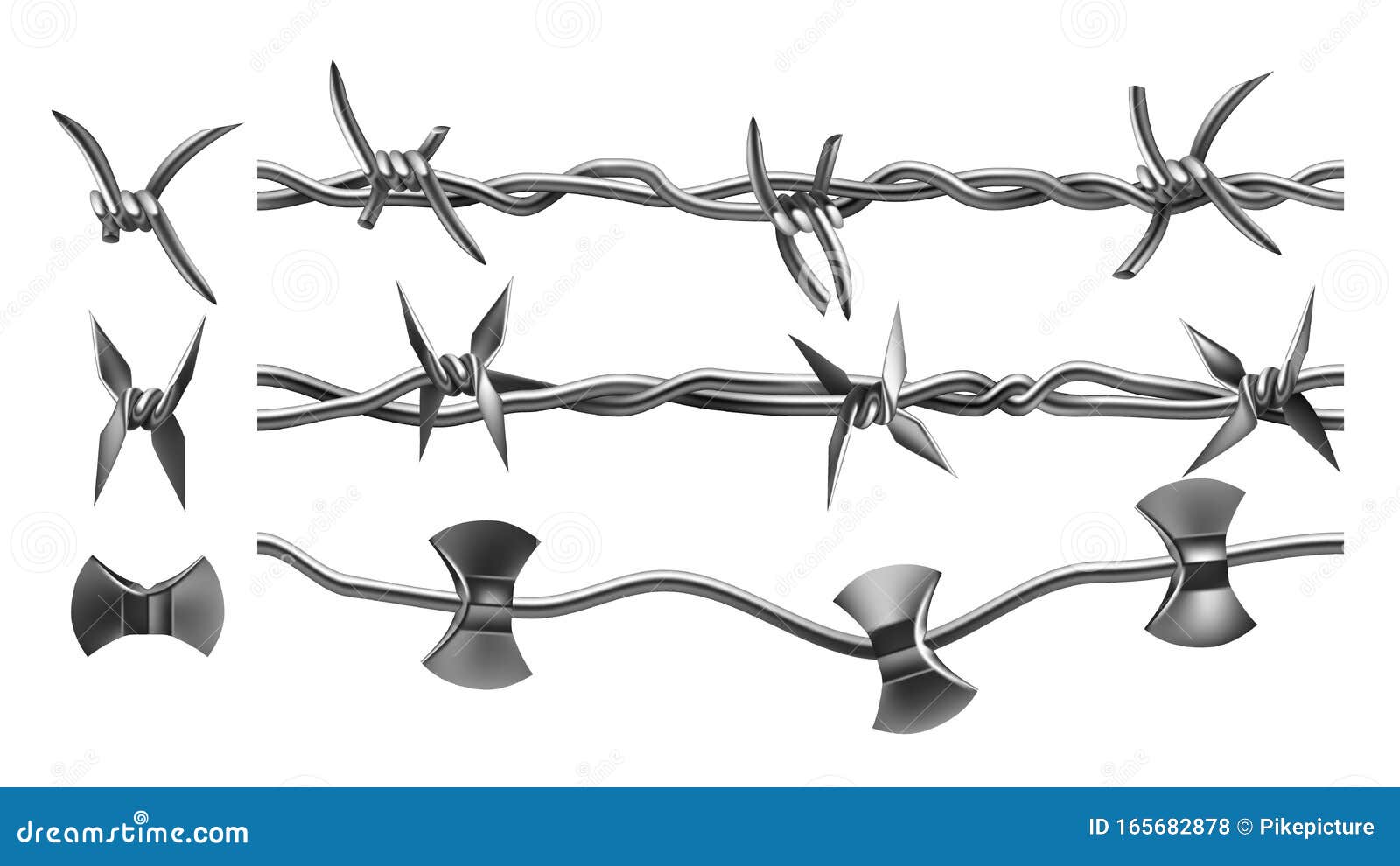 Barbed Wire Types Seamless Pattern Set Vector Stock Vector ...