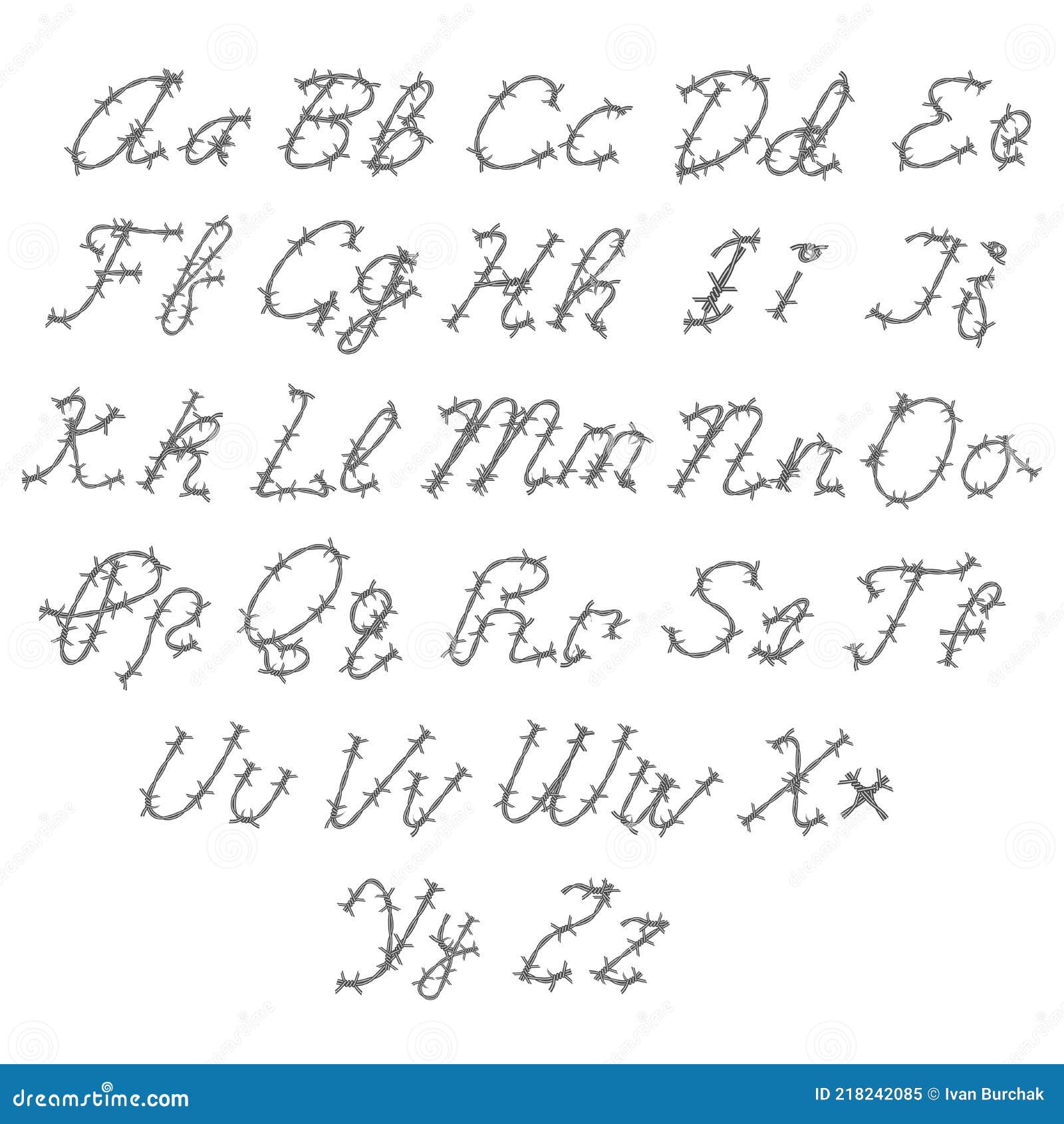 Barbed Wire Vector Font, Type, Alphabet Stock Vector - Illustration of ...